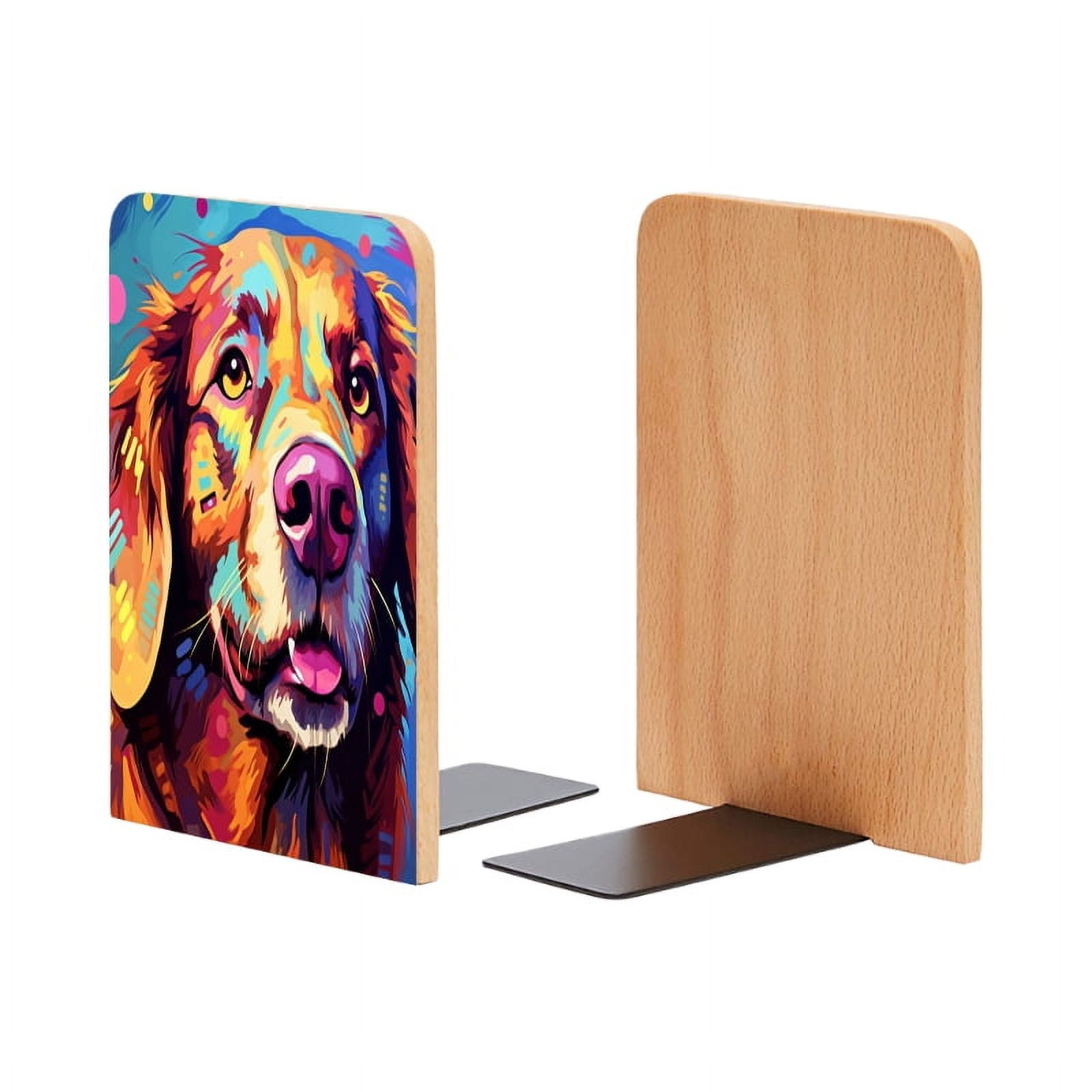 Bookends 1 Pair Non-Skid Bookend Wood Bookends for Shelves Book Stand ...