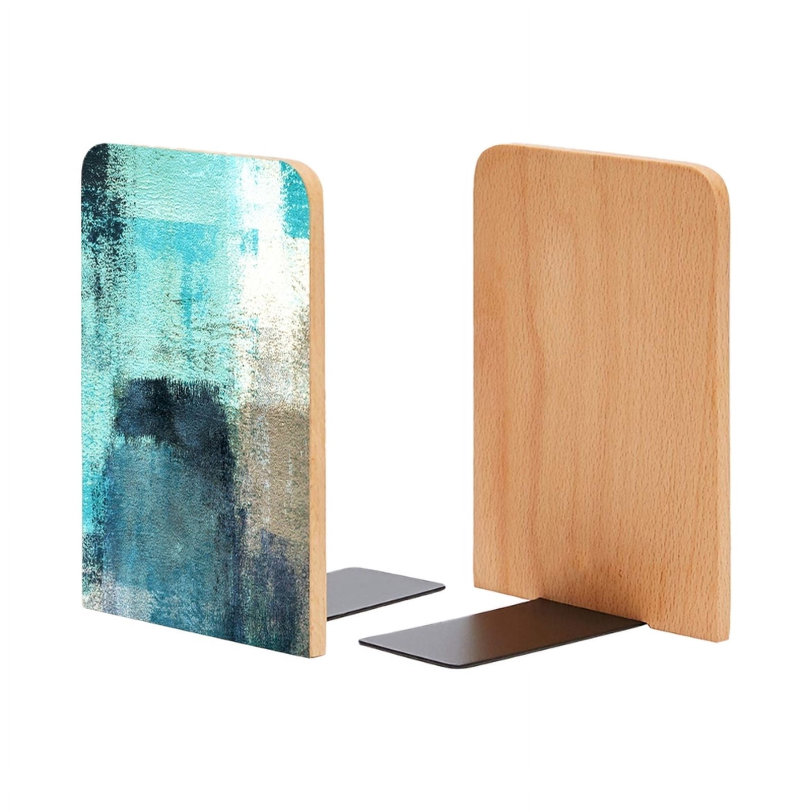 Bookends 1 Pair Non-Skid Bookend Wood Bookends for Shelves Book Stand ...