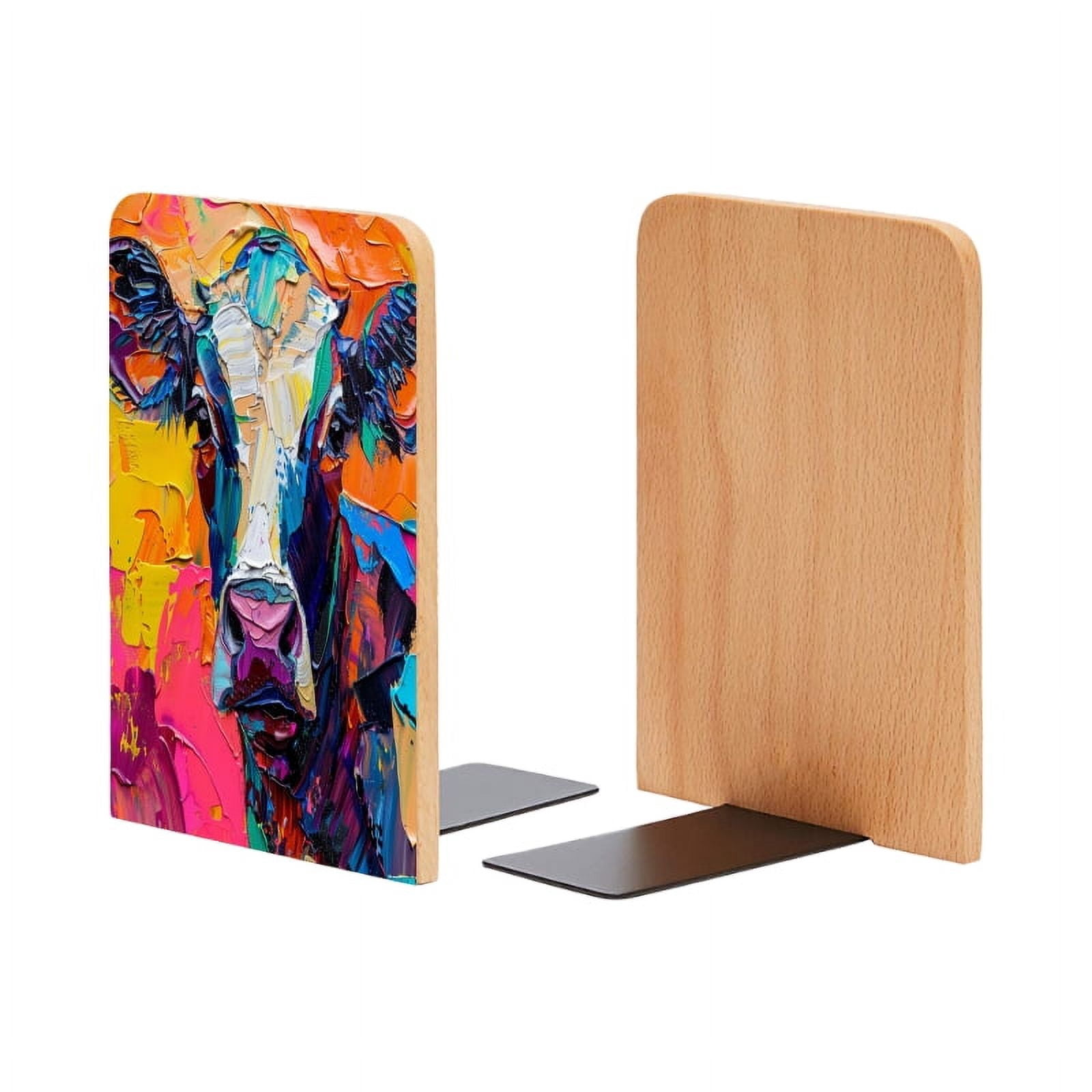Bookends 1 Pair Non-Skid Bookend Wood Bookends for Shelves Book Stand ...