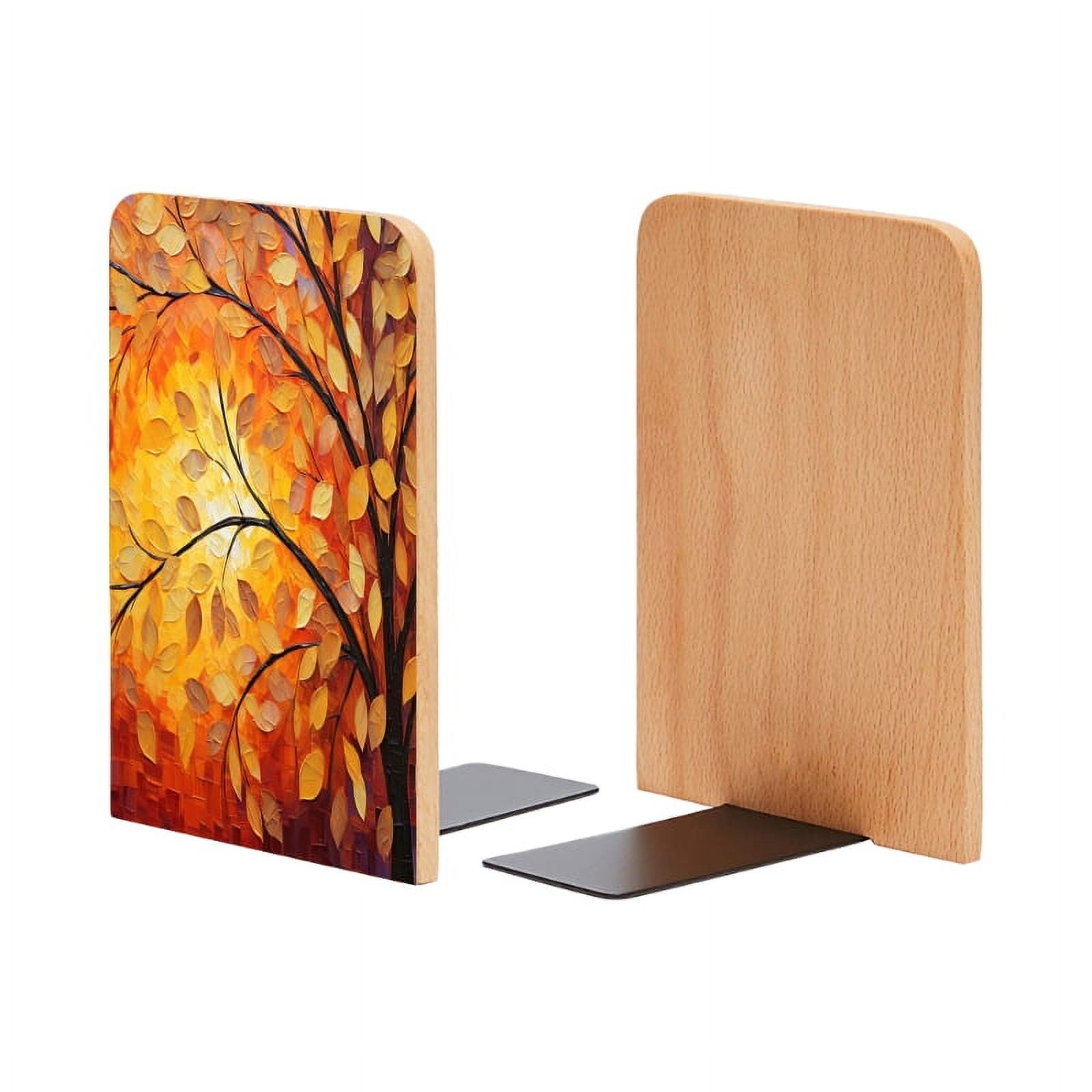 Bookends 1 Pair Non-Skid Bookend Wood Bookends for Shelves Book Stand ...