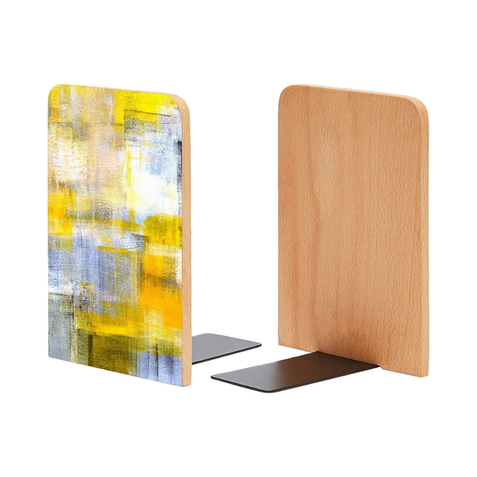 Bookends 1 Pair Non-Skid Bookend Wood Bookends for Shelves Book Stand ...