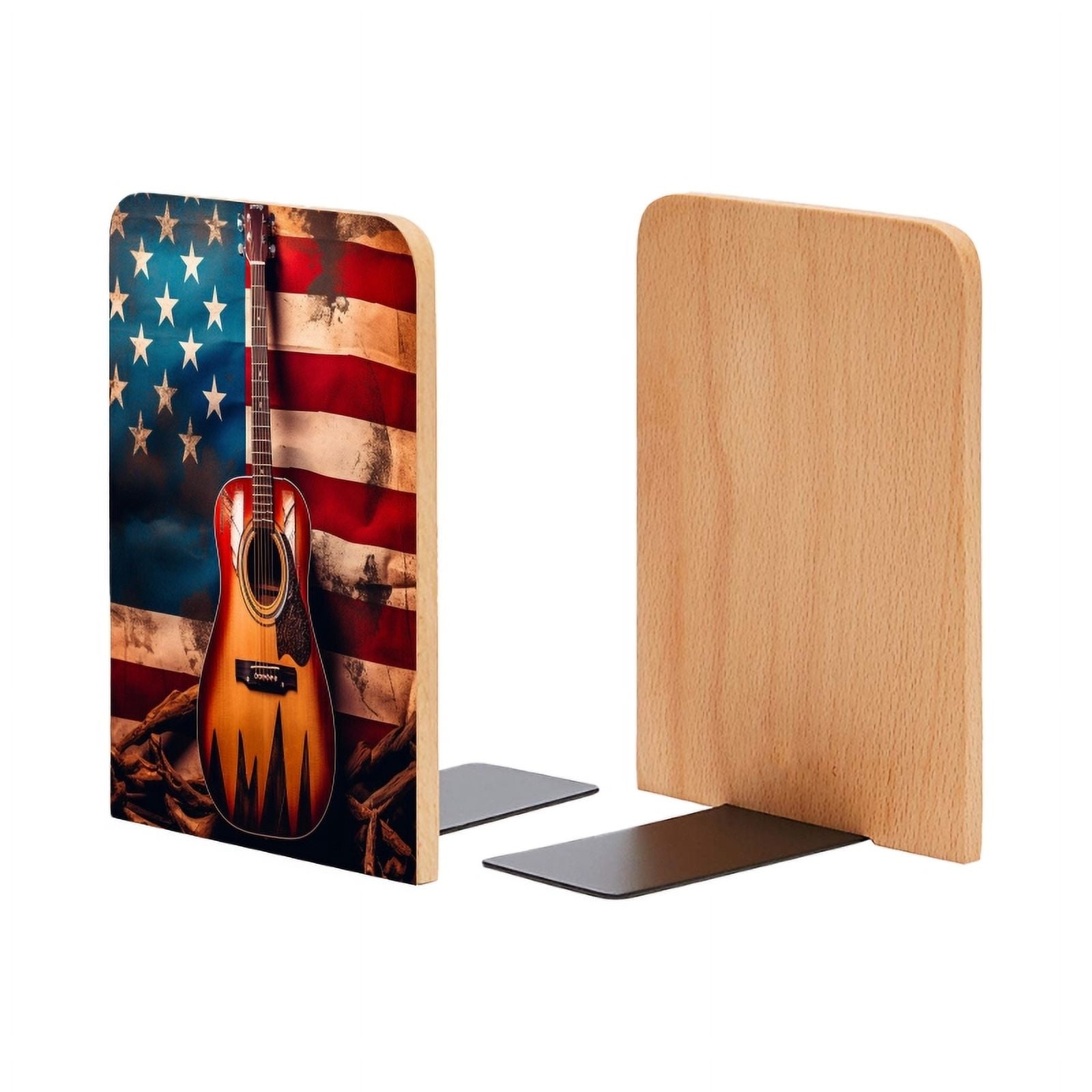 Bookends 1 Pair Non-Skid Bookend Wood Bookends for Shelves Book Stand ...