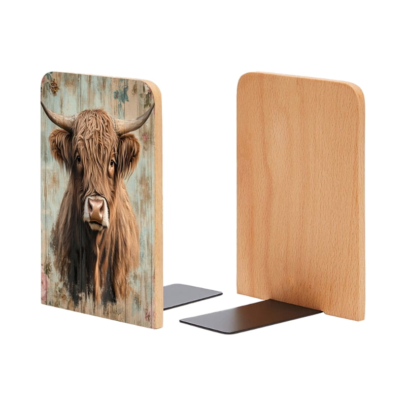 Bookends 1 Pair Non-Skid Bookend Wood Bookends for Shelves Book Stand ...