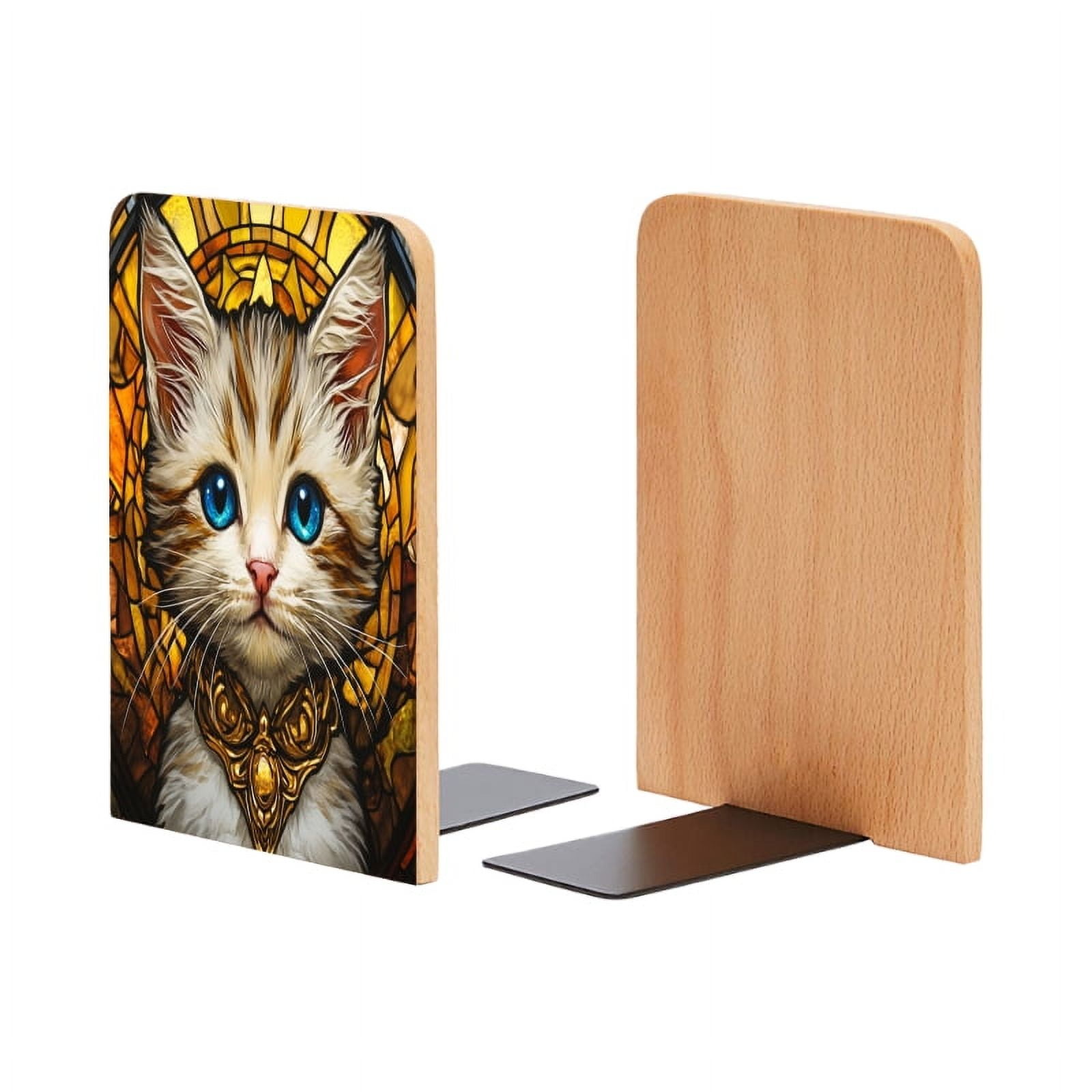 Bookends 1 Pair Non-Skid Bookend Wood Bookends for Shelves Book Stand ...