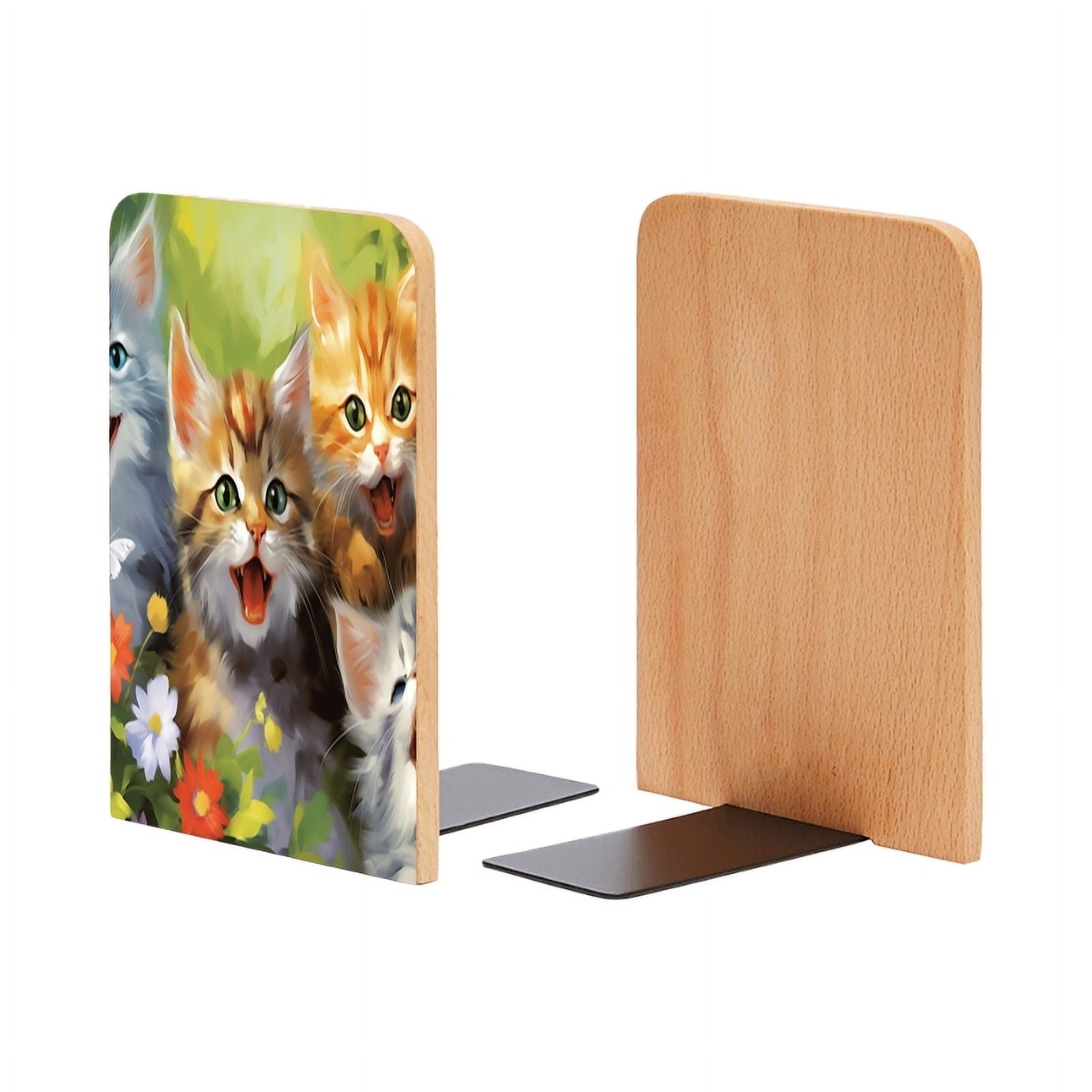 Bookends 1 Pair Non-Skid Bookend Wood Bookends for Shelves Book Stand ...