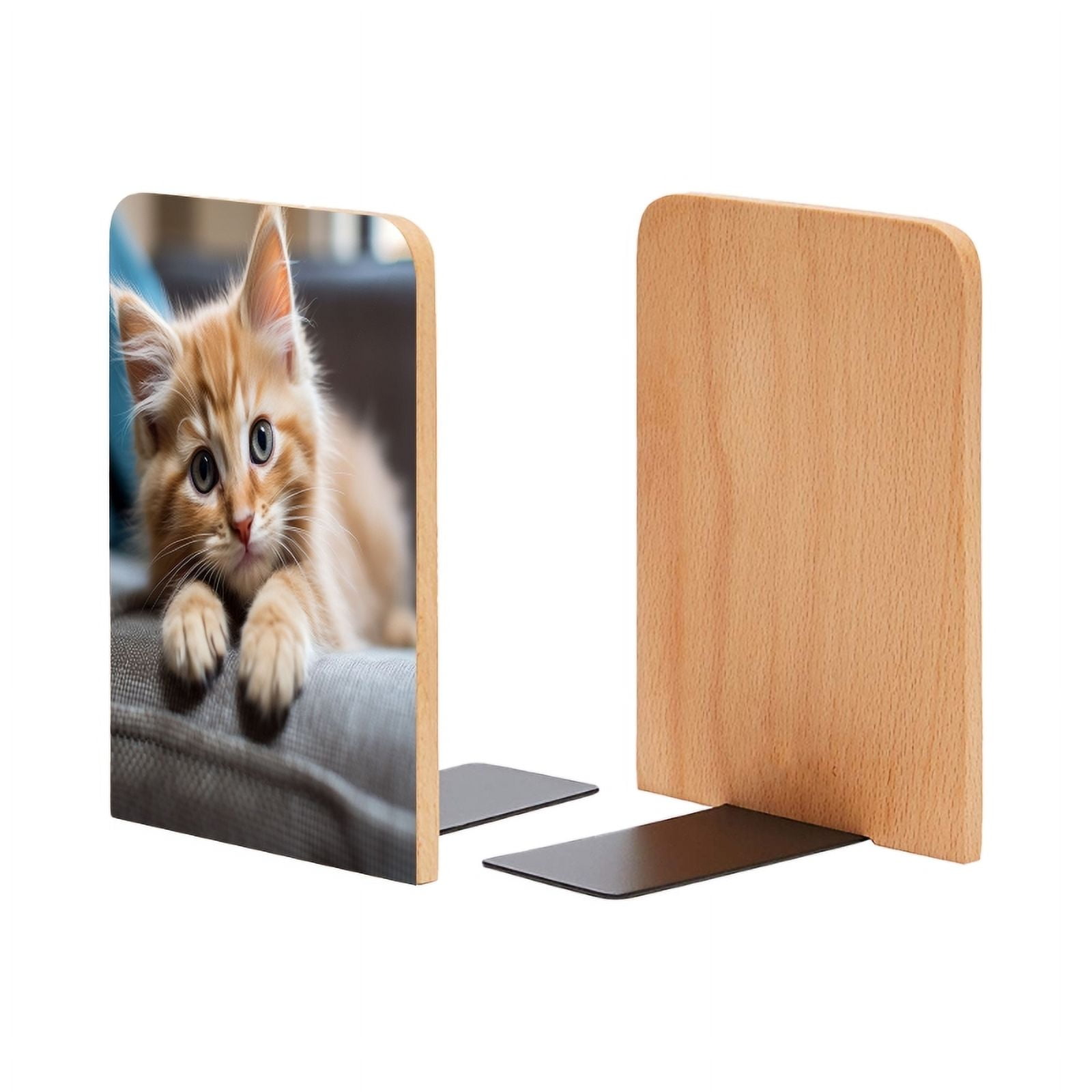 Bookends 1 Pair Non-Skid Bookend Wood Bookends for Shelves Book Stand ...