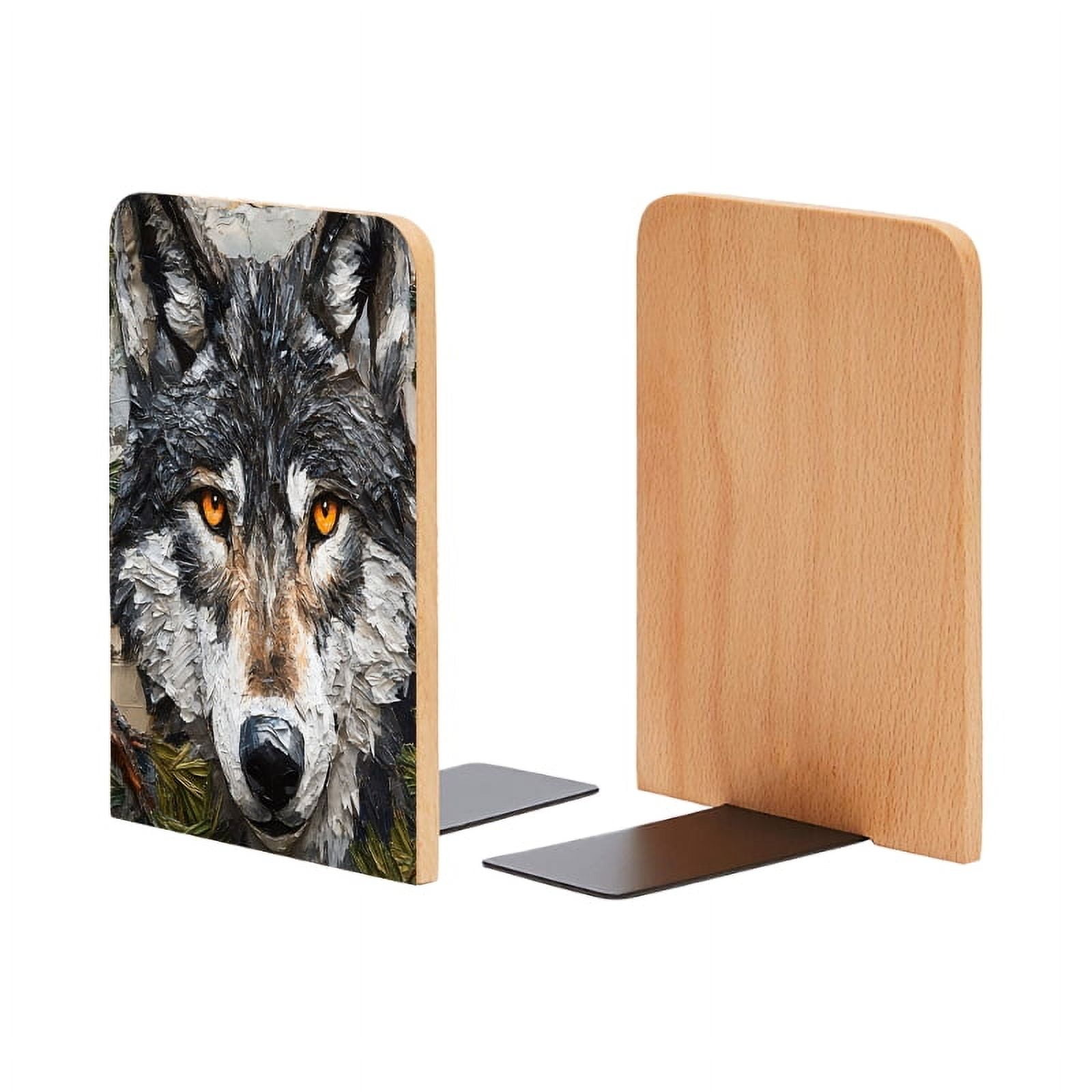 Bookends 1 Pair Non-Skid Bookend Wood Bookends for Shelves Book Stand ...