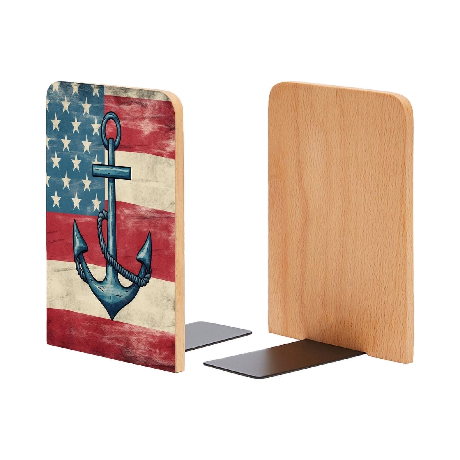 Bookends 1 Pair Non-Skid Bookend Wood Bookends for Shelves Book Stand ...