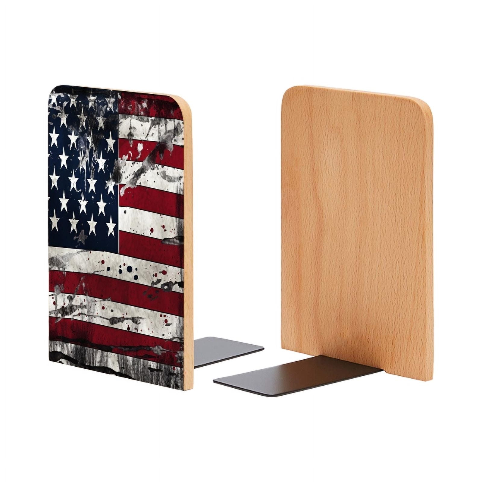 Bookends 1 Pair Non-Skid Bookend Wood Bookends for Shelves Book Stand ...