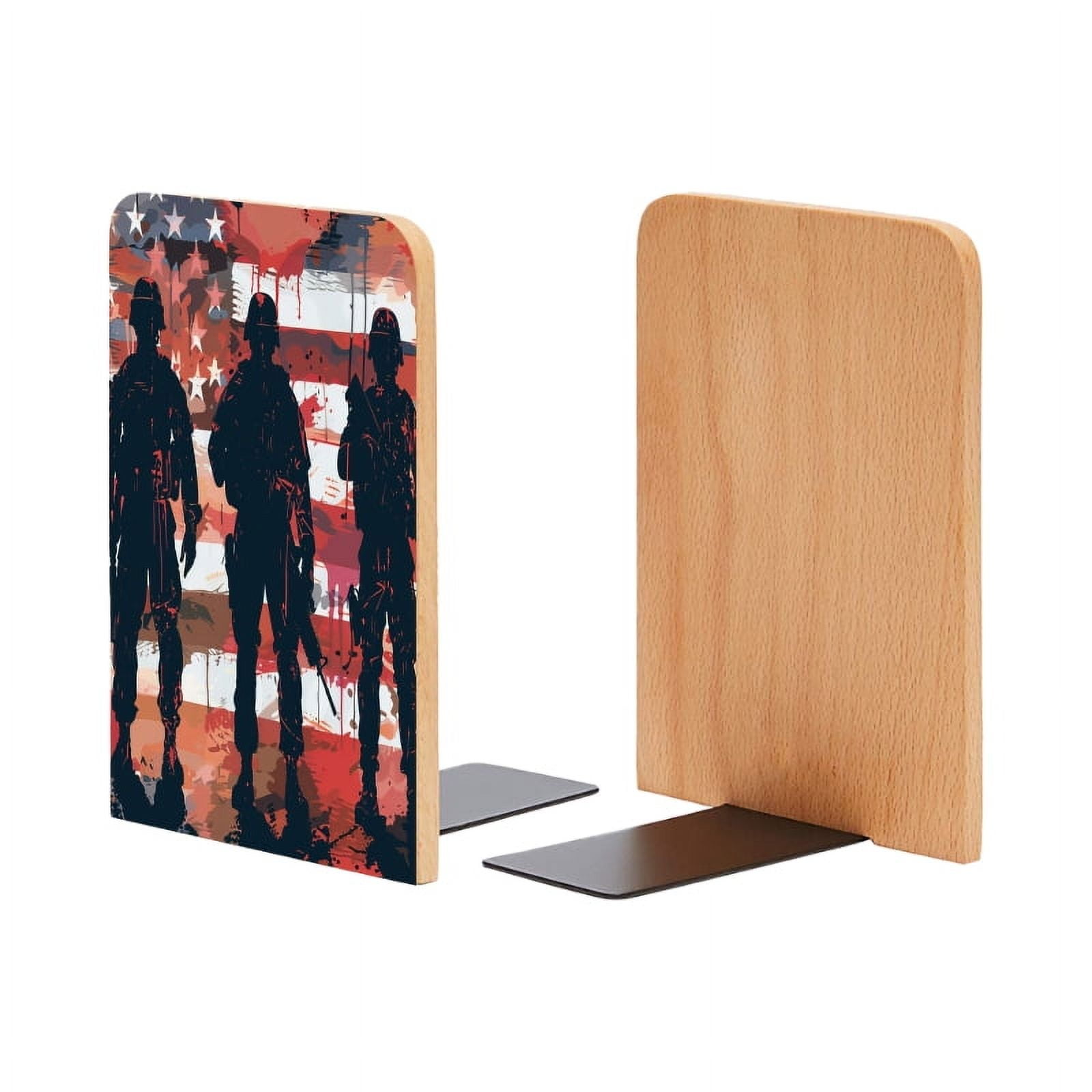 Bookends 1 Pair Non-Skid Bookend Wood Bookends for Shelves Book Stand ...