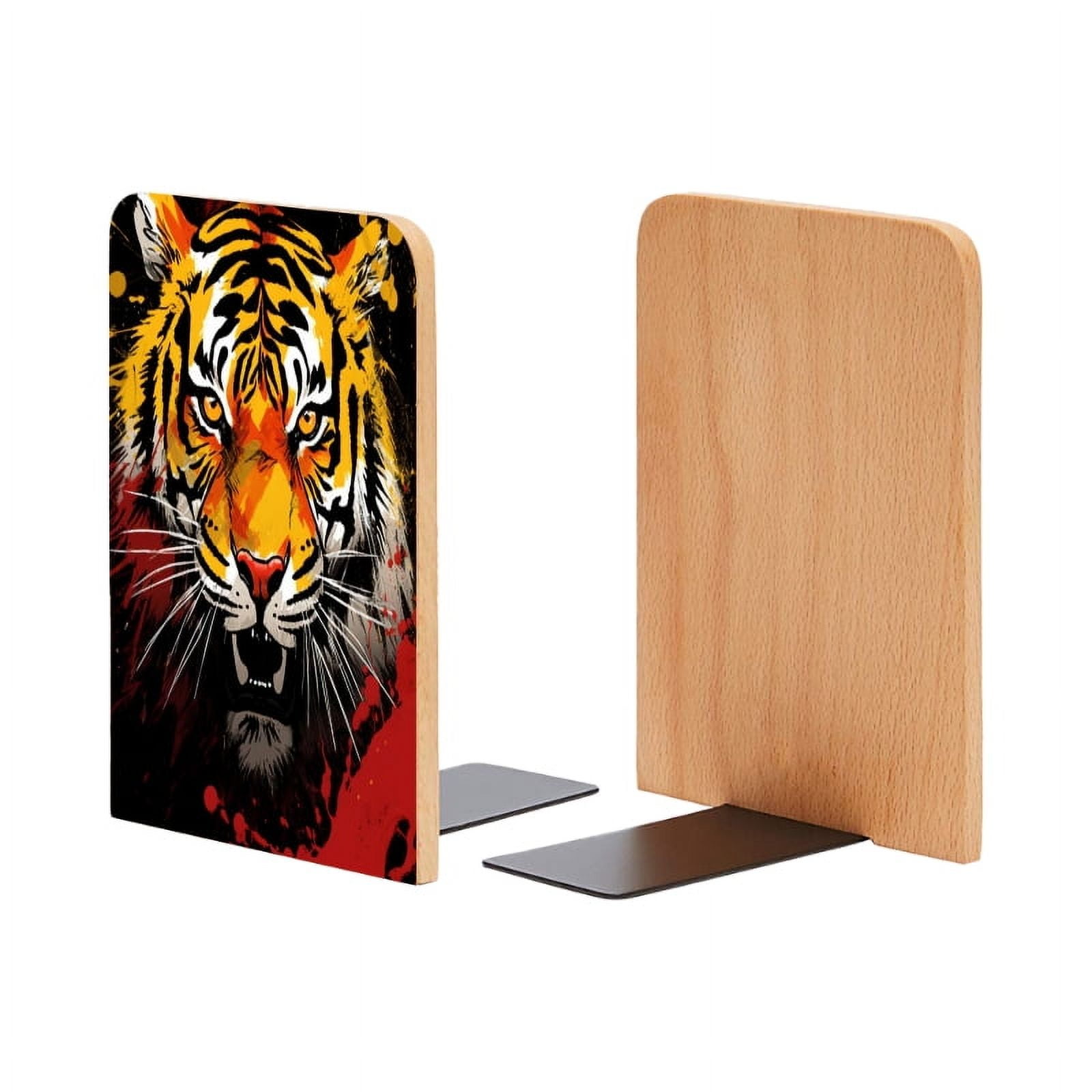 Bookends 1 Pair Non-Skid Bookend Wood Bookends for Shelves Book Stand ...