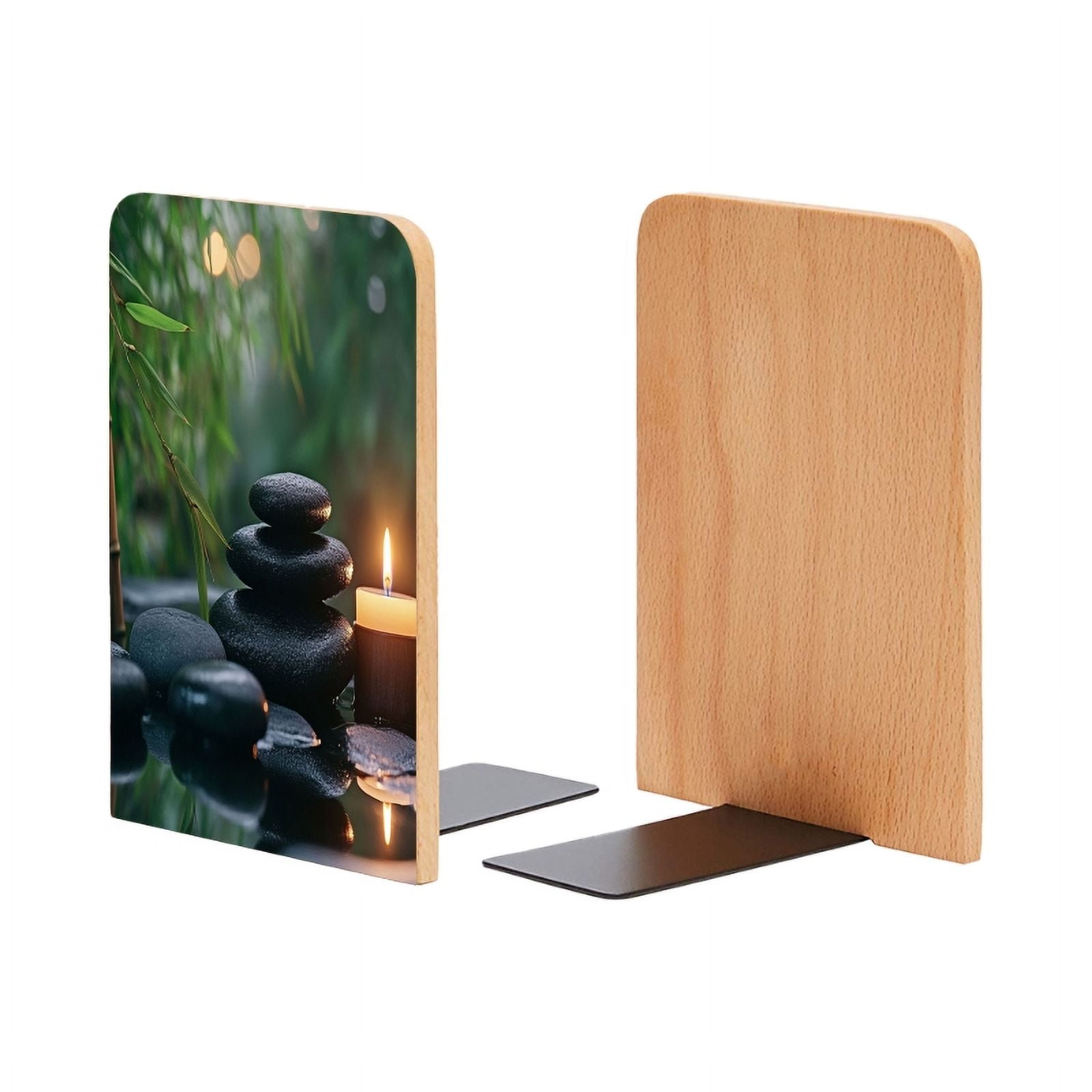 Bookends 1 Pair Non-Skid Bookend Wood Bookends for Shelves Book Stand for CDs - Arafed Candles ...
