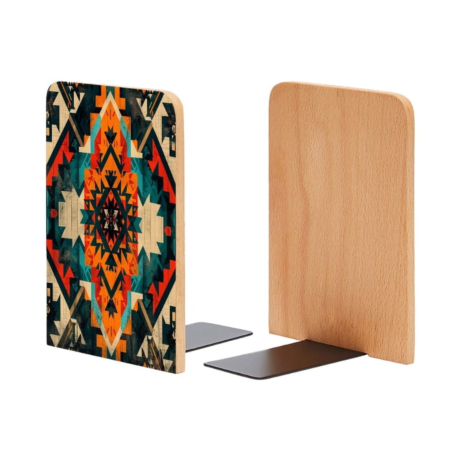 Bookends 1 Pair Non-Skid Bookend Wood Bookends for Shelves Book Stand ...