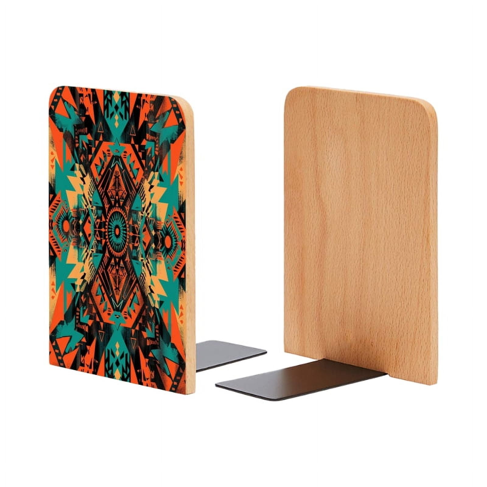 Bookends 1 Pair Non-Skid Bookend Wood Bookends for Shelves Book Stand ...