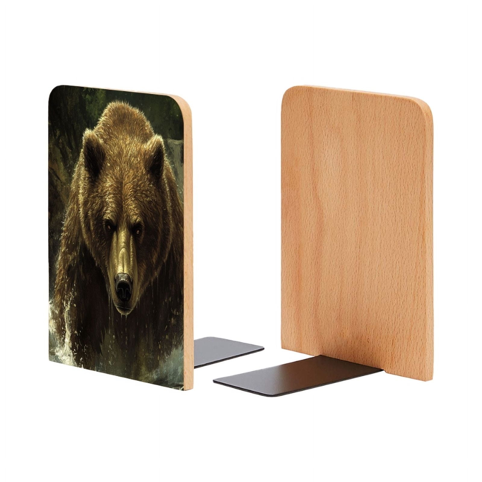 Bookends 1 Pair Non-Skid Bookend Wood Bookends for Shelves Book Stand ...