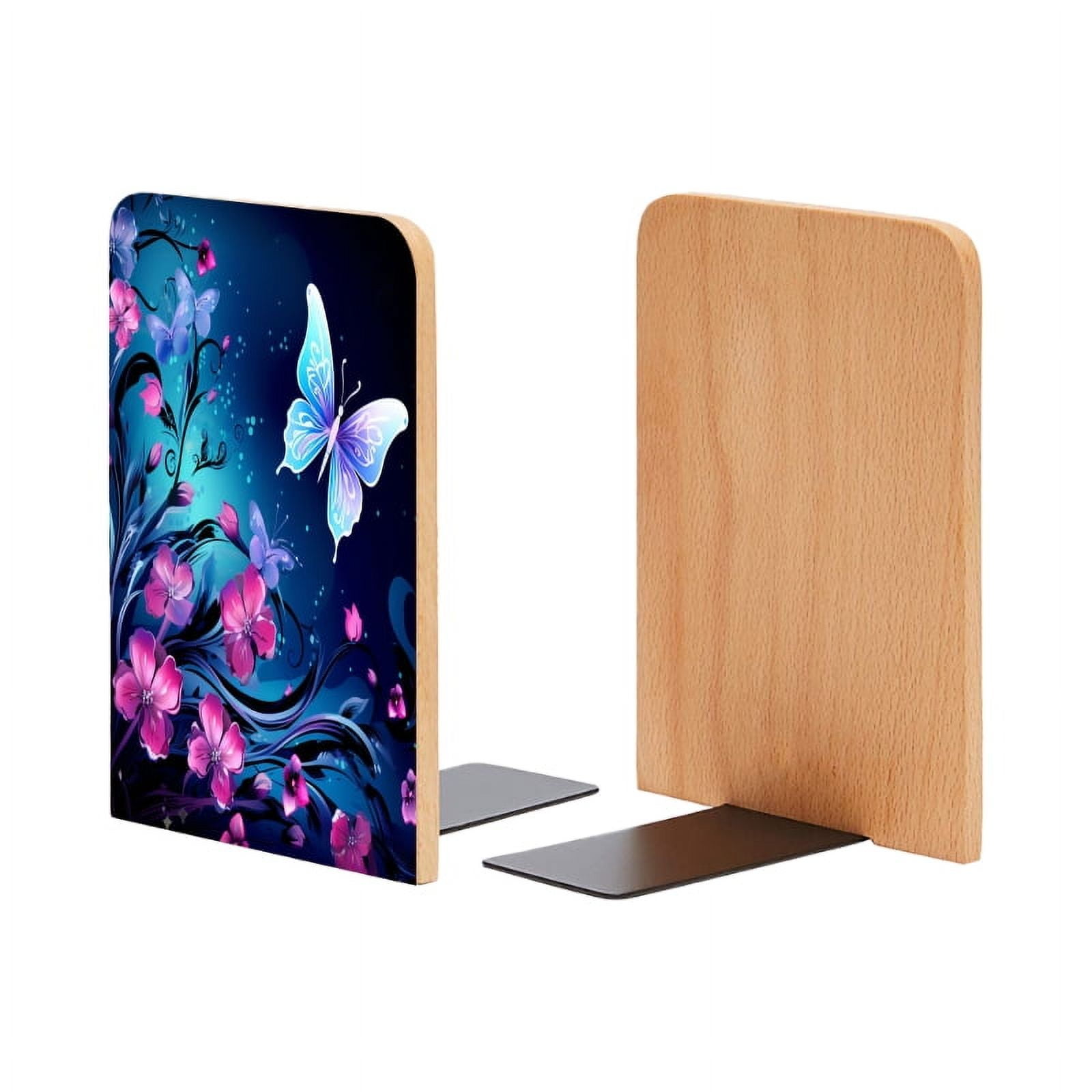 Bookends 1 Pair Non-Skid Bookend Wood Bookends for Shelves Book Stand ...