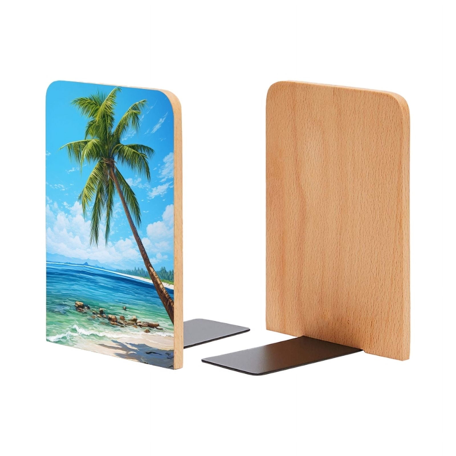 Bookends 1 Pair Non-Skid Bookend Wood Bookends for Shelves Book Stand ...