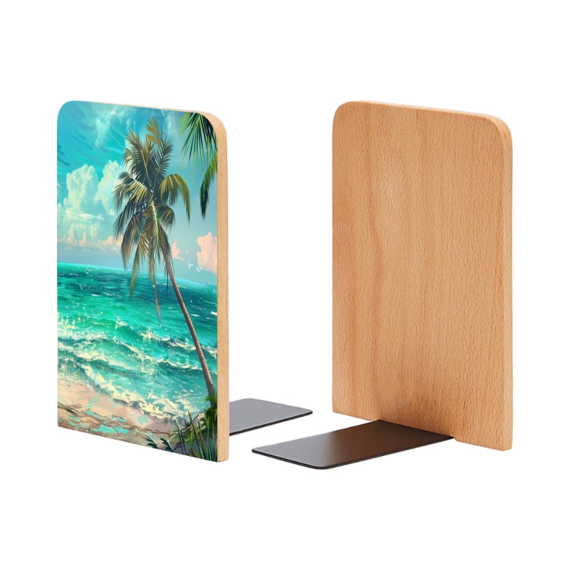 Bookends 1 Pair Non-Skid Bookend Wood Bookends for Shelves Book Stand ...