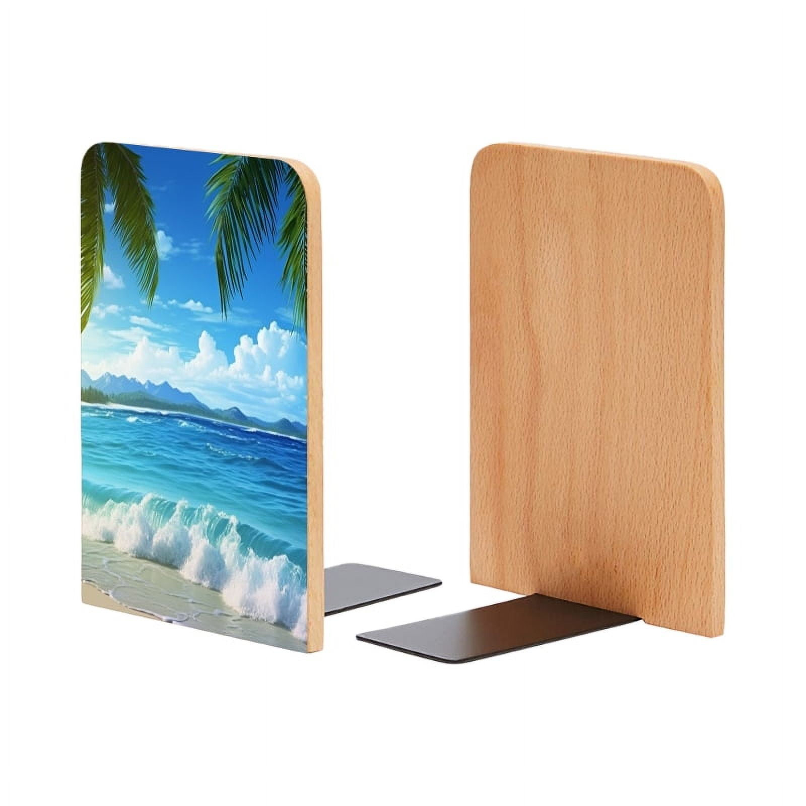 Bookends 1 Pair Non-Skid Bookend Wood Bookends for Shelves Book Stand ...