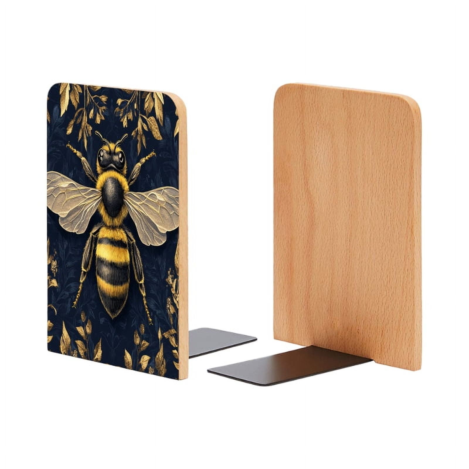 Bookends 1 Pair Non-Skid Bookend Wood Bookends for Shelves Book Stand ...