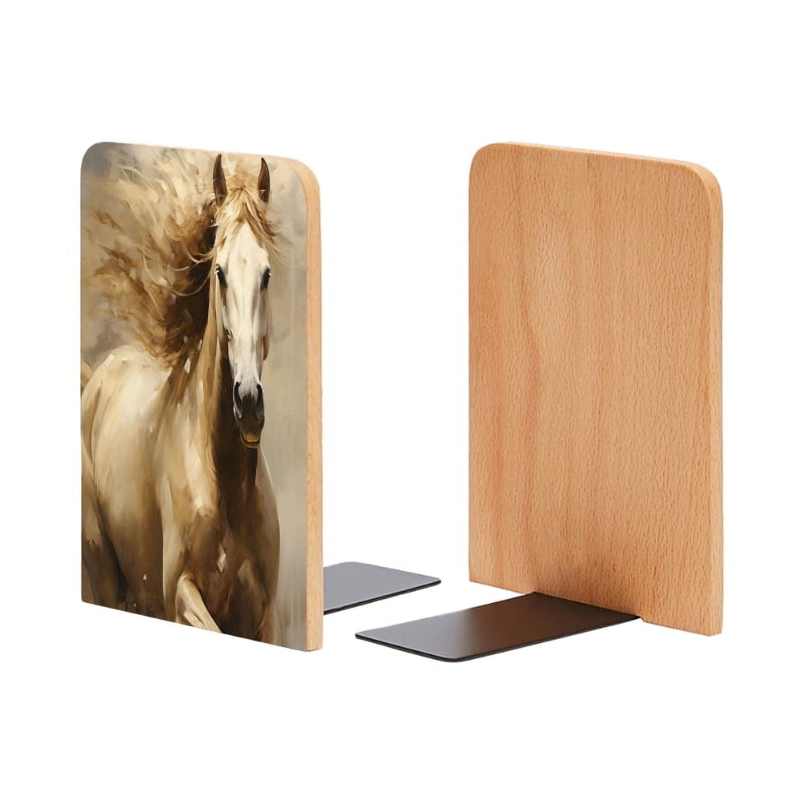 Bookends 1 Pair Non-Skid Bookend Wood Bookends for Shelves Book Stand ...