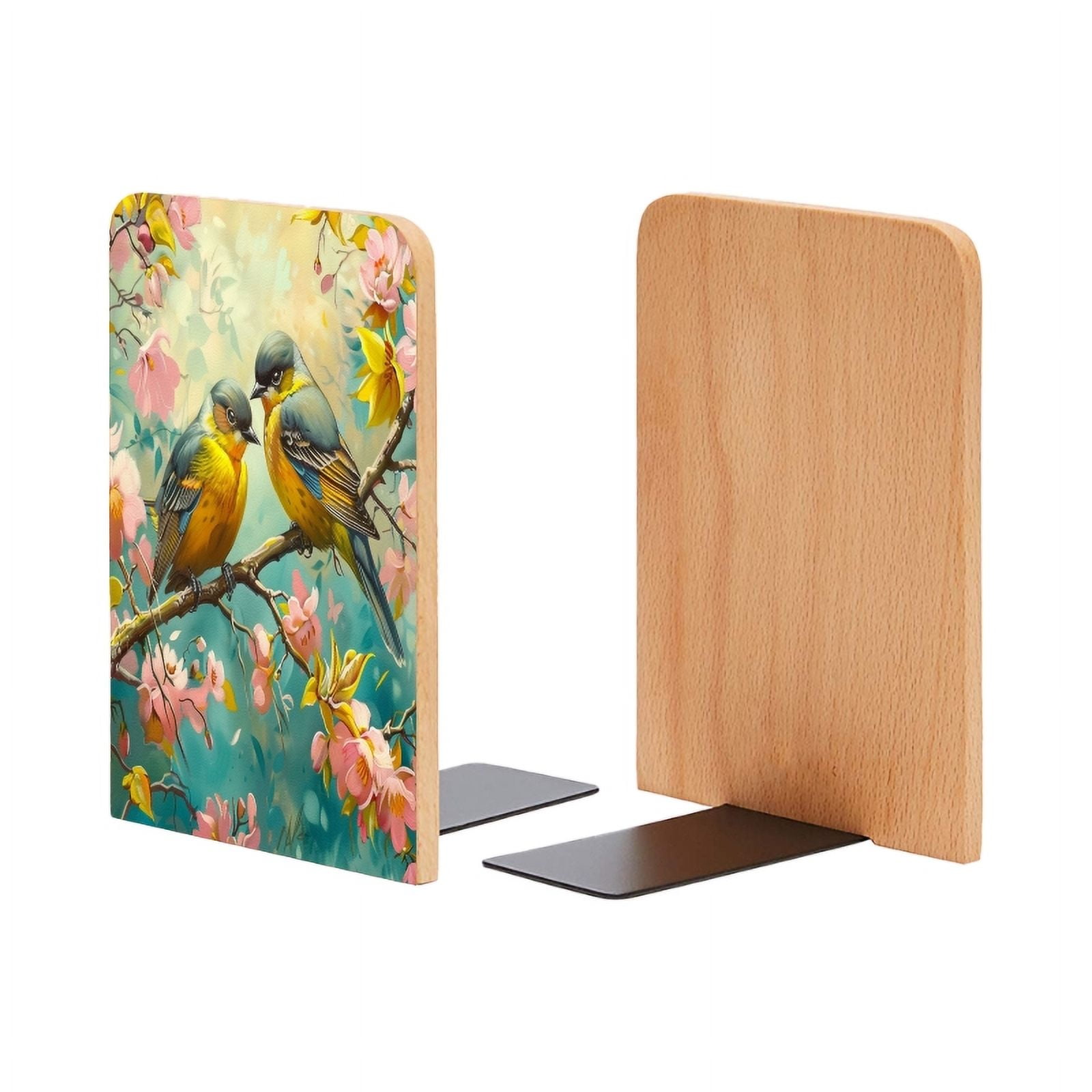 Bookends 1 Pair Non-Skid Bookend Wood Bookends for Shelves Book Stand ...