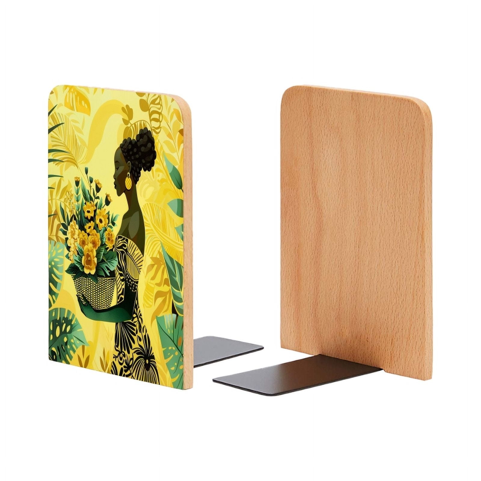 Bookends 1 Pair Non-Skid Bookend Wood Bookends for Shelves Book Stand ...