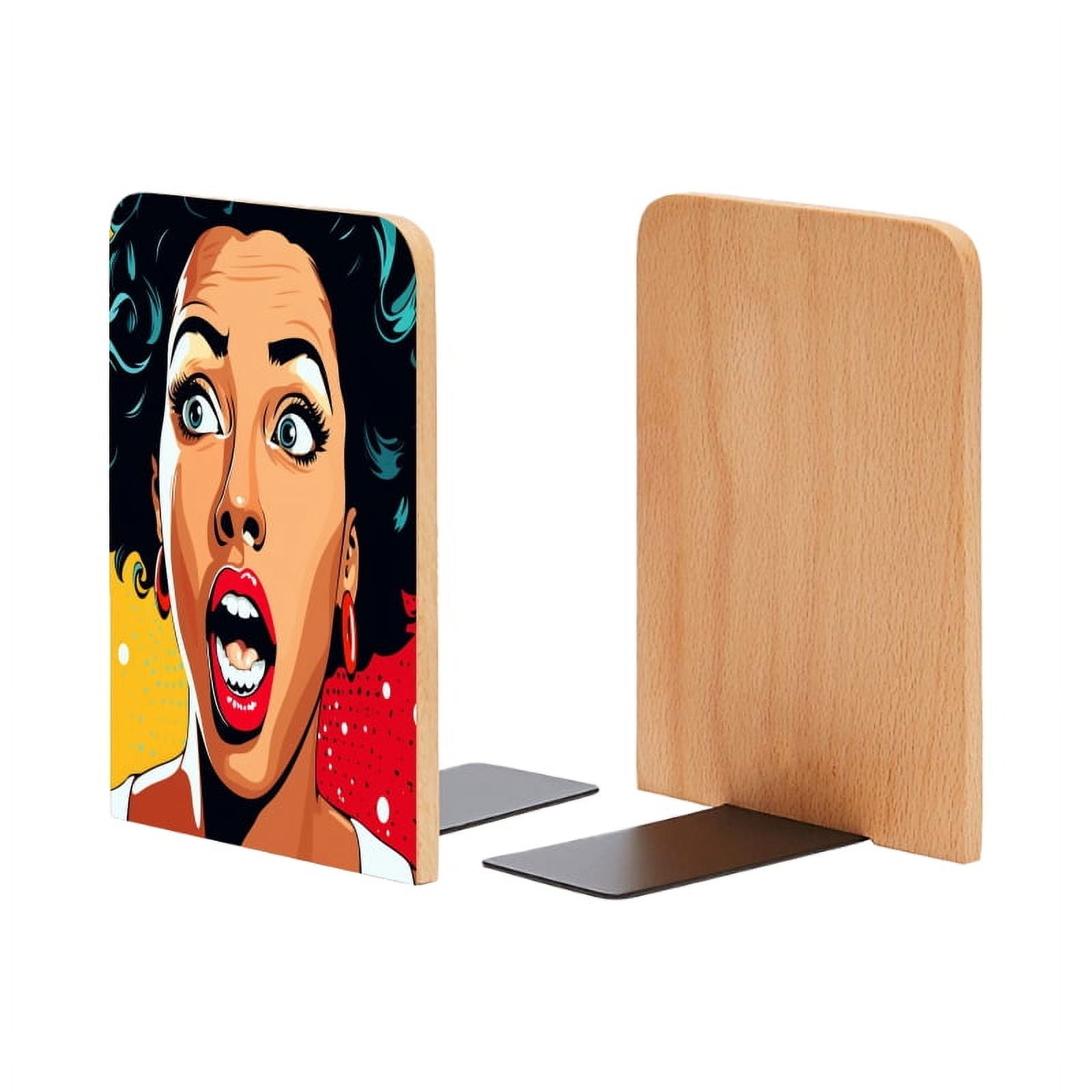 Bookends 1 Pair Non-Skid Bookend Wood Bookends for Shelves Book Stand ...