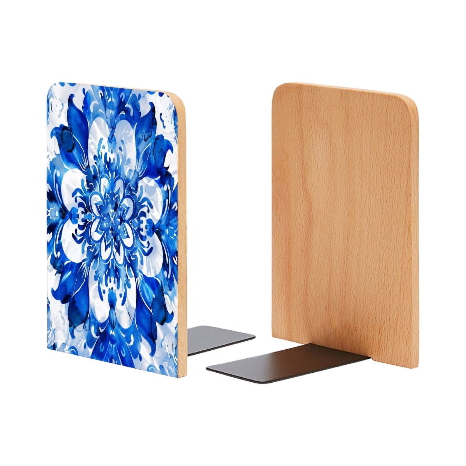 Bookends 1 Pair Non-Skid Bookend Wood Bookends for Shelves Book Stand ...