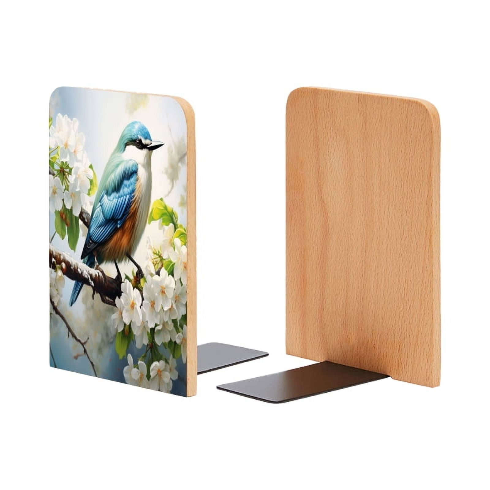 Bookends 1 Pair Non-Skid Bookend Wood Bookends for Shelves Book Stand ...