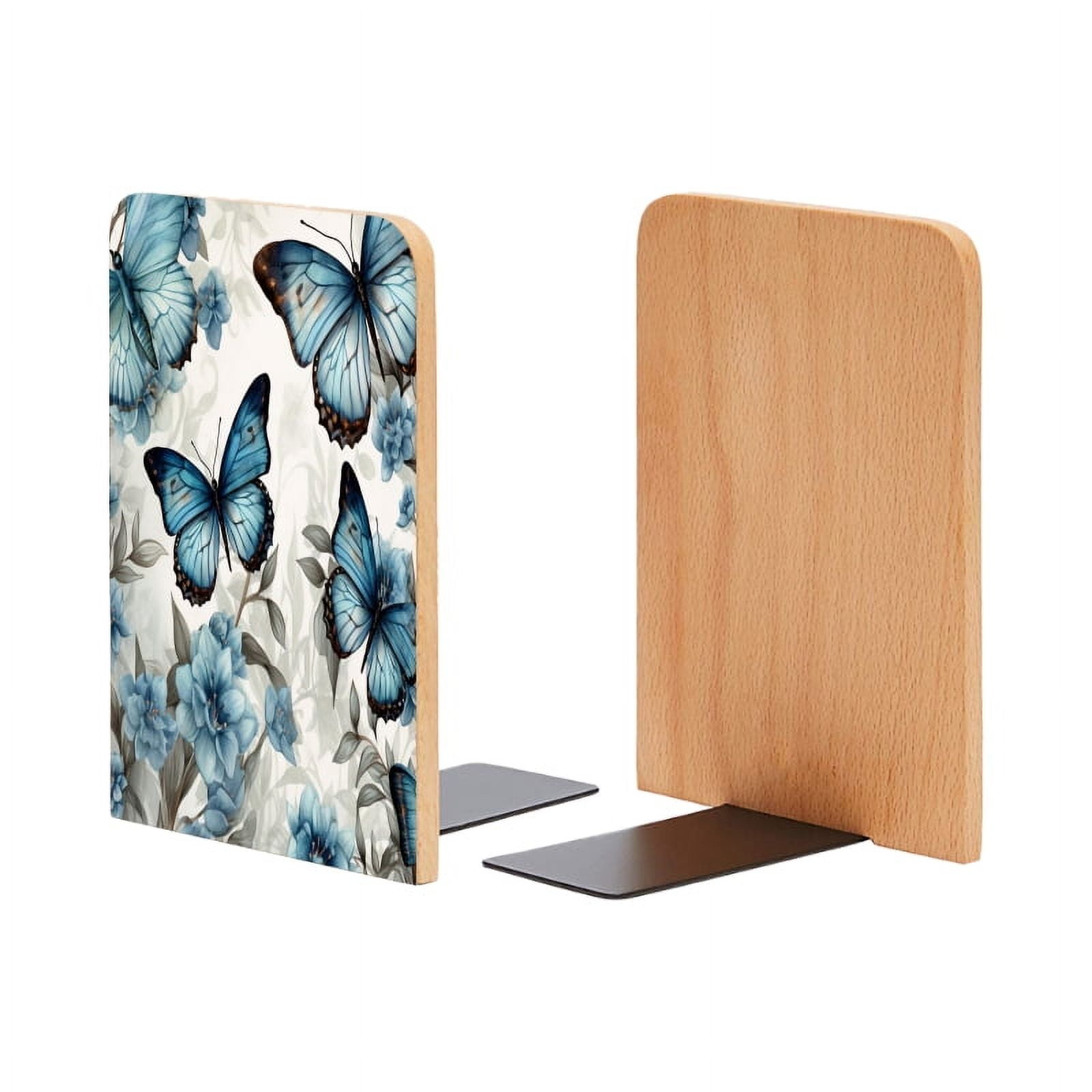 Bookends 1 Pair Non-Skid Bookend Wood Bookends for Shelves Book Stand ...