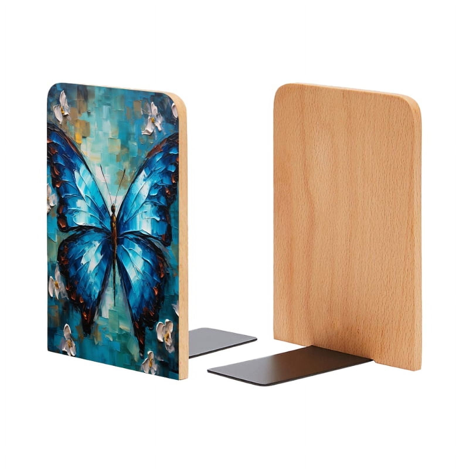 Bookends 1 Pair Non-Skid Bookend Wood Bookends for Shelves Book Stand ...