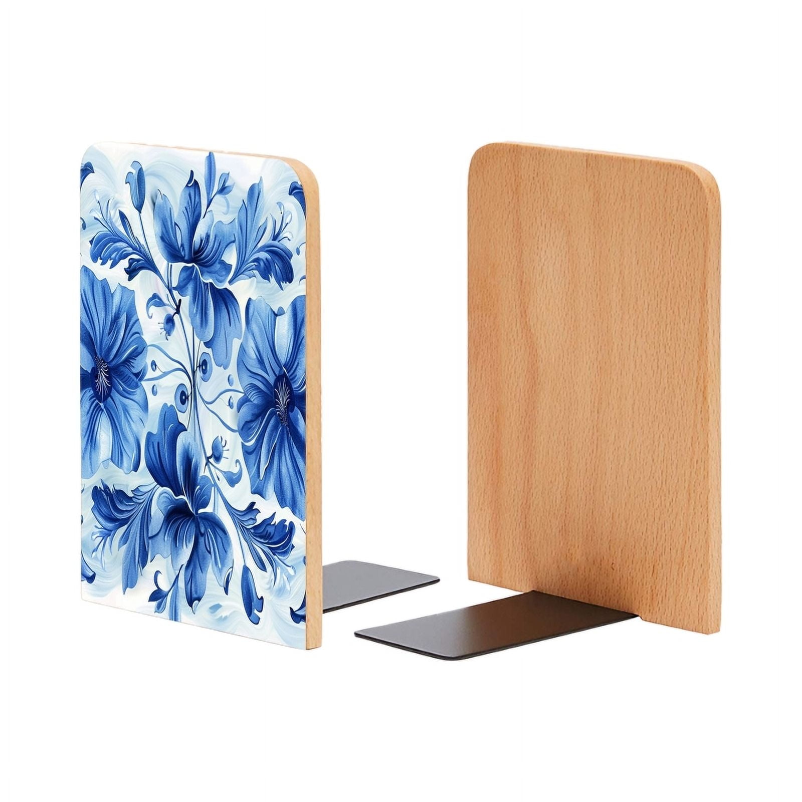 Bookends 1 Pair Non-Skid Bookend Wood Bookends for Shelves Book Stand ...