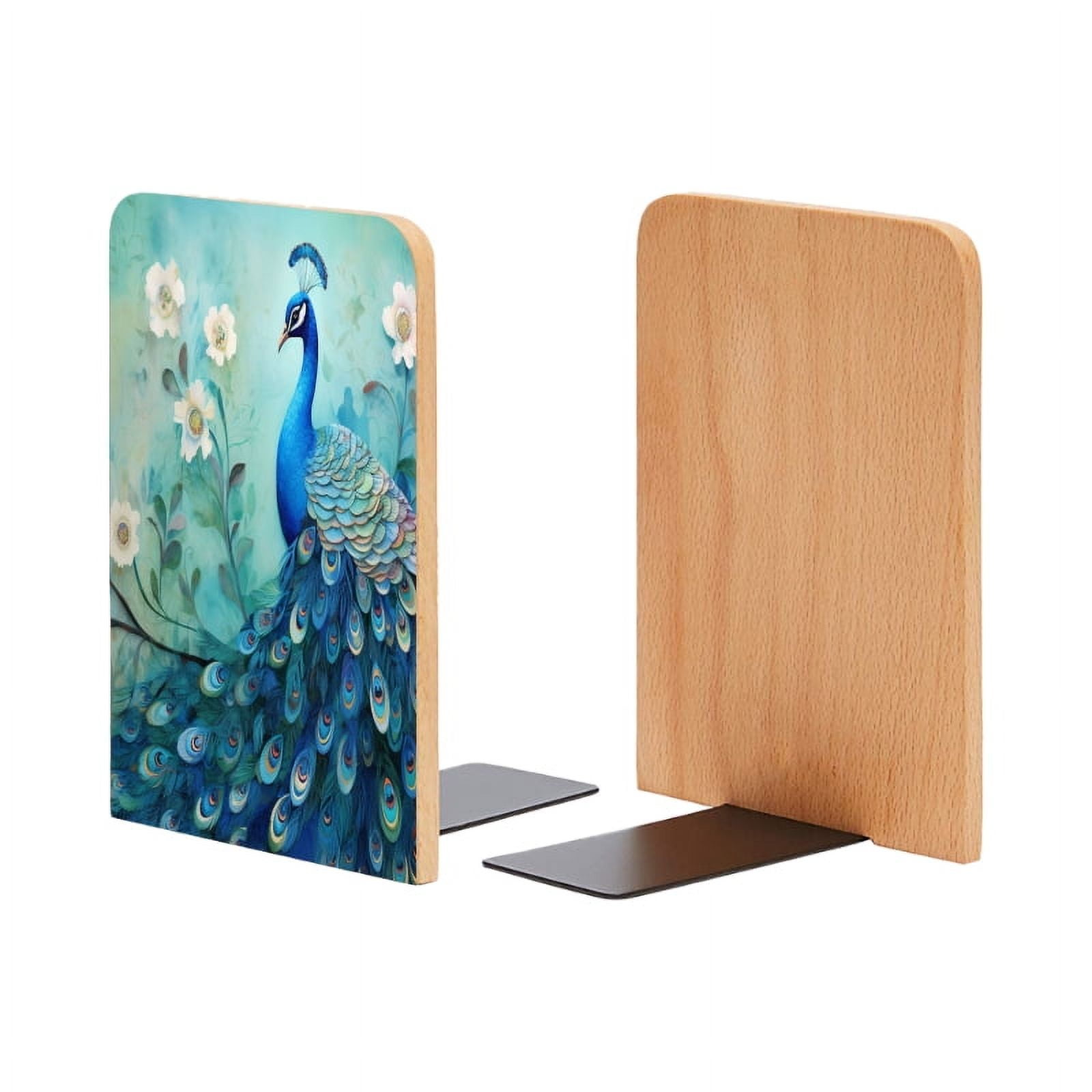 Bookends 1 Pair Non-Skid Bookend Wood Bookends for Shelves Book Stand ...