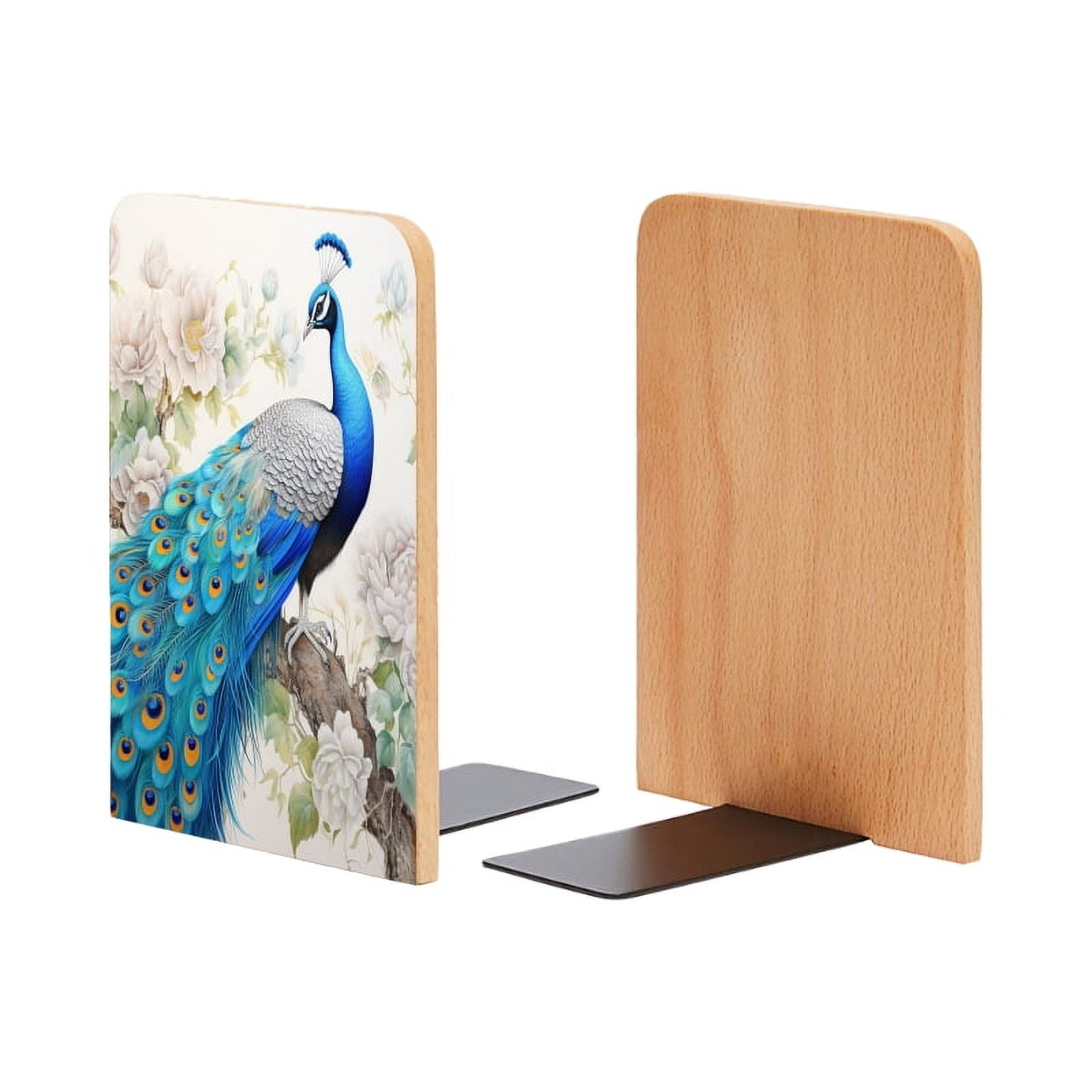 Bookends 1 Pair Non-Skid Bookend Wood Bookends for Shelves Book Stand ...