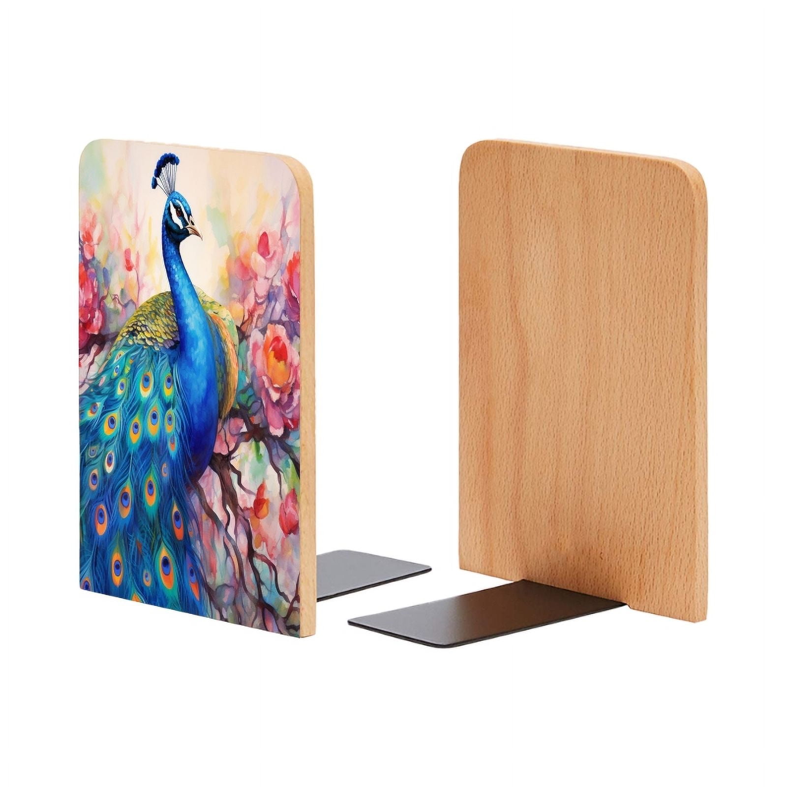 Bookends 1 Pair Non-Skid Bookend Wood Bookends for Shelves Book Stand ...