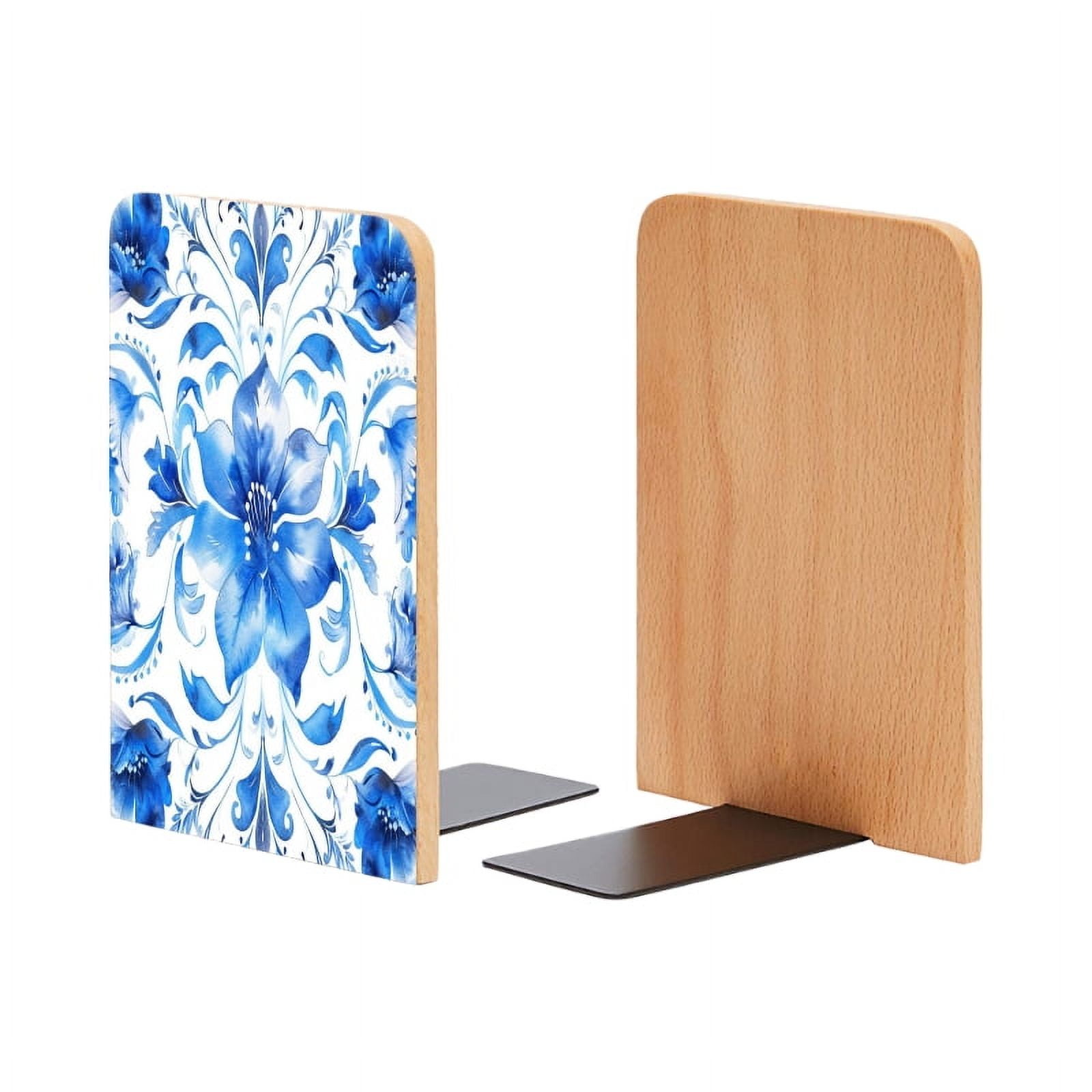 Bookends 1 Pair Non-Skid Bookend Wood Bookends for Shelves Book Stand ...