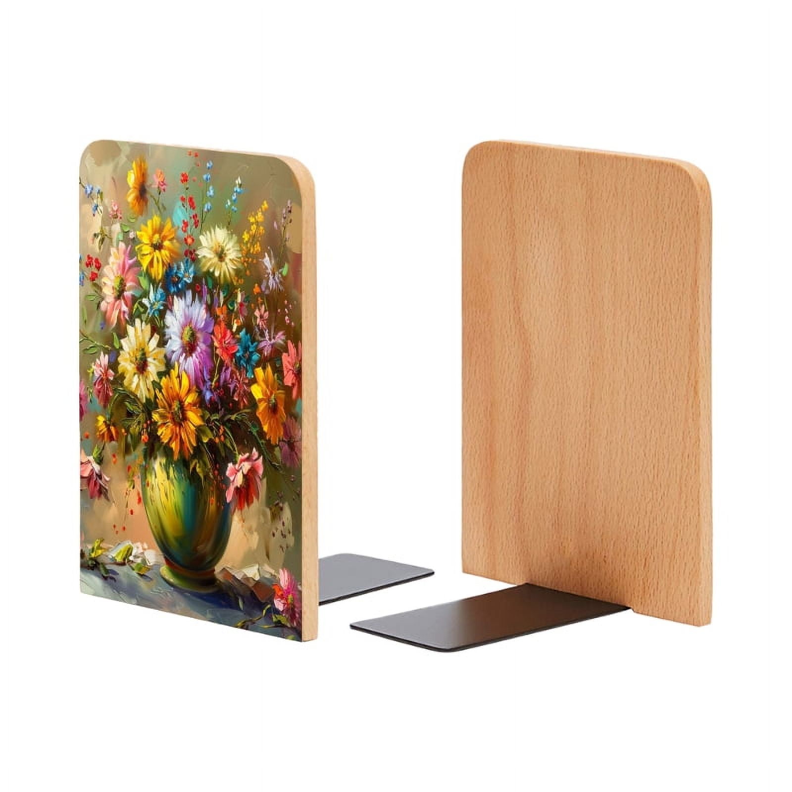 Bookends 1 Pair Non-Skid Bookend Wood Bookends for Shelves Book Stand ...