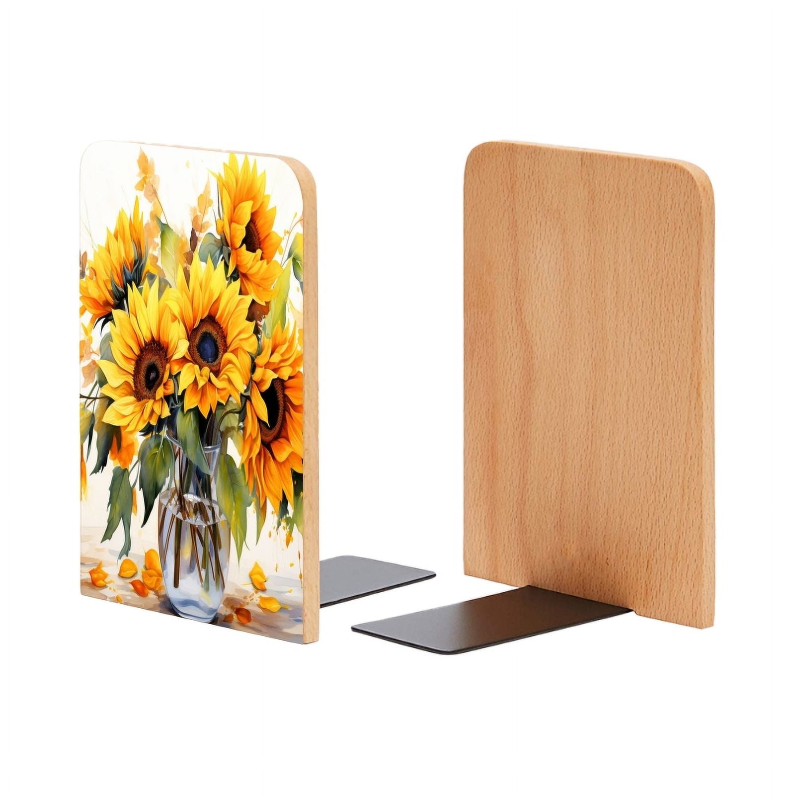 Bookends 1 Pair Non-Skid Bookend Wood Bookends for Shelves Book Stand ...