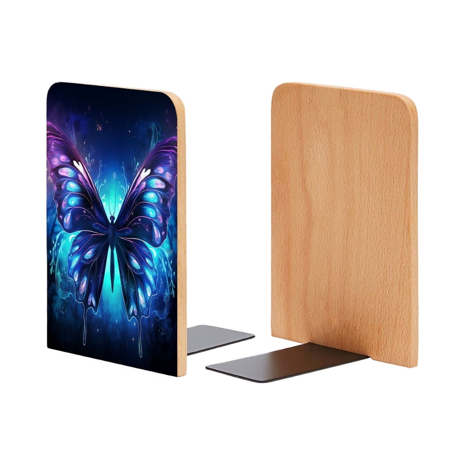 Bookends 1 Pair Non-Skid Bookend Wood Bookends for Shelves Book Stand ...