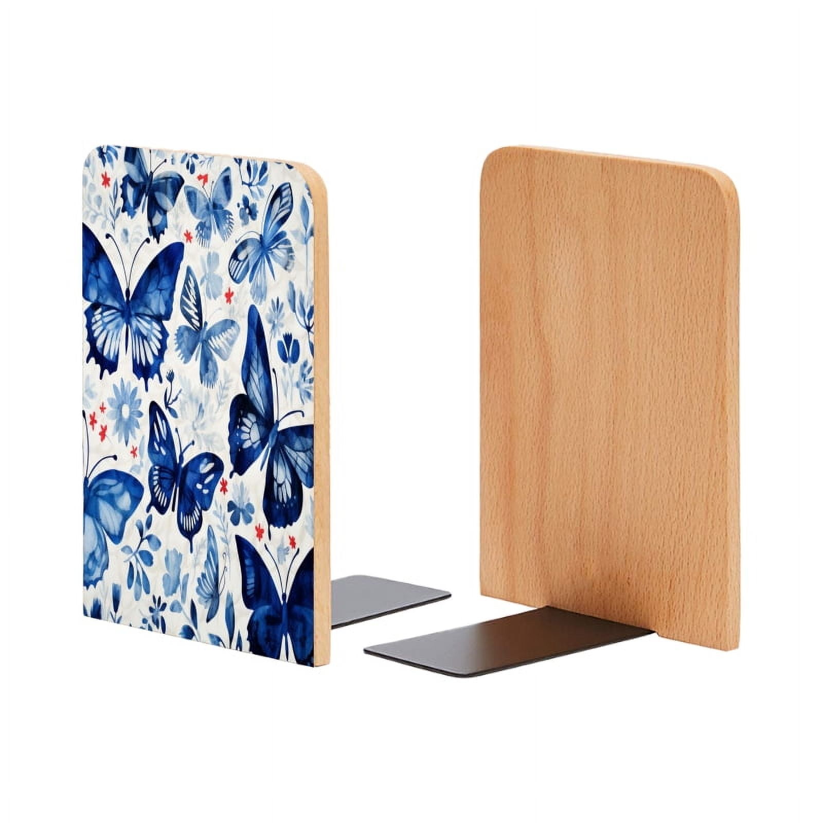 Bookends 1 Pair Non-Skid Bookend Wood Bookends for Shelves Book Stand ...