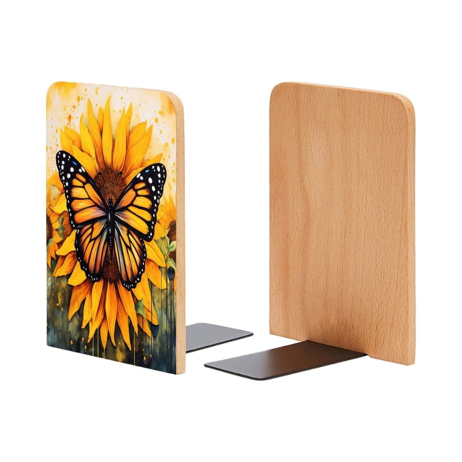 Bookends 1 Pair Non-Skid Bookend Wood Bookends for Shelves Book Stand ...