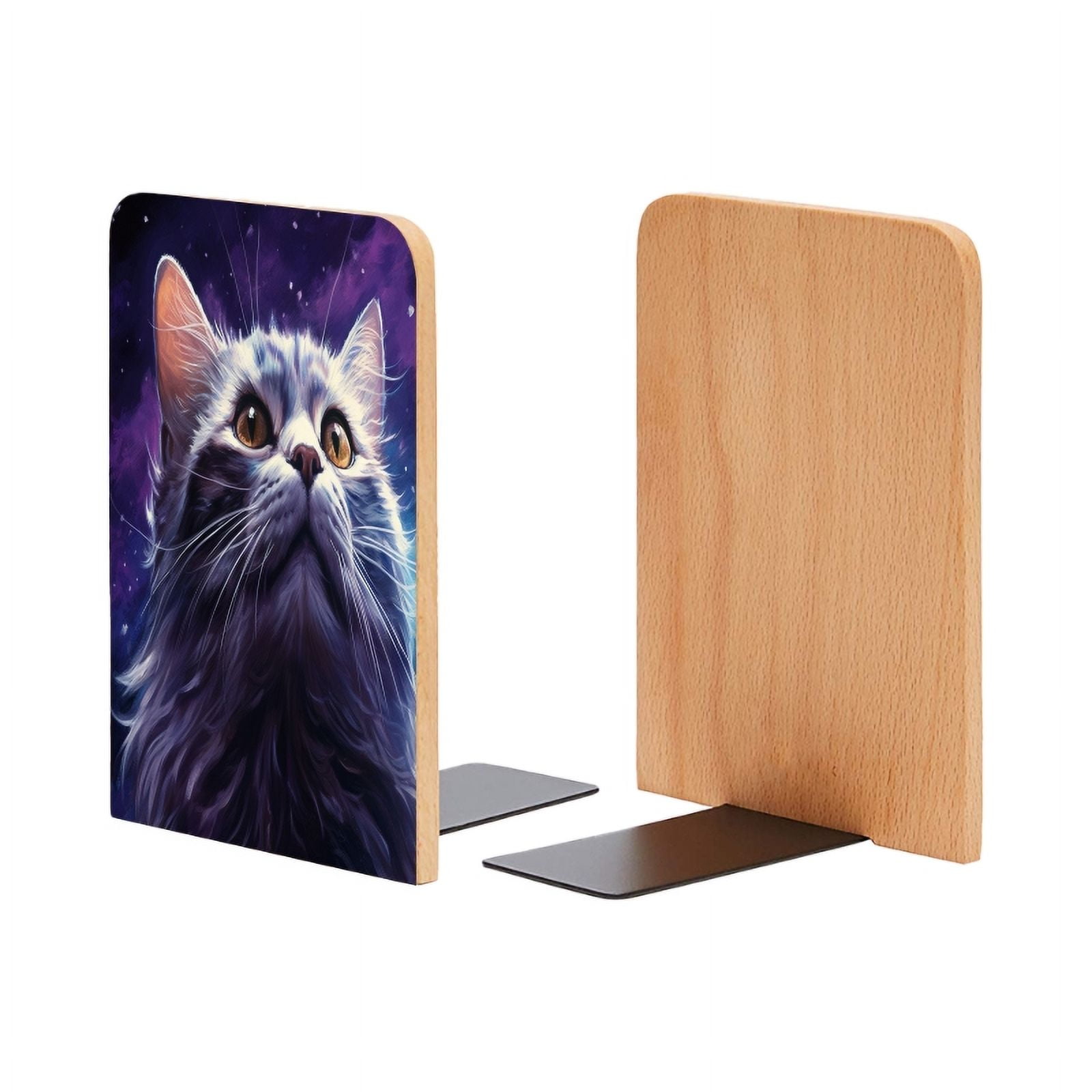 Bookends 1 Pair Non-Skid Bookend Wood Bookends for Shelves Book Stand ...