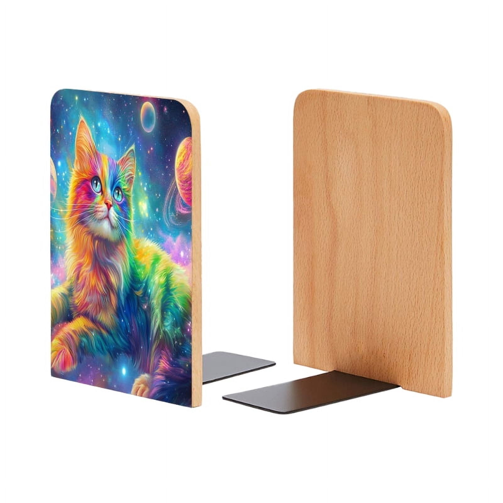 Bookends 1 Pair Non-Skid Bookend Wood Bookends for Shelves Book Stand ...