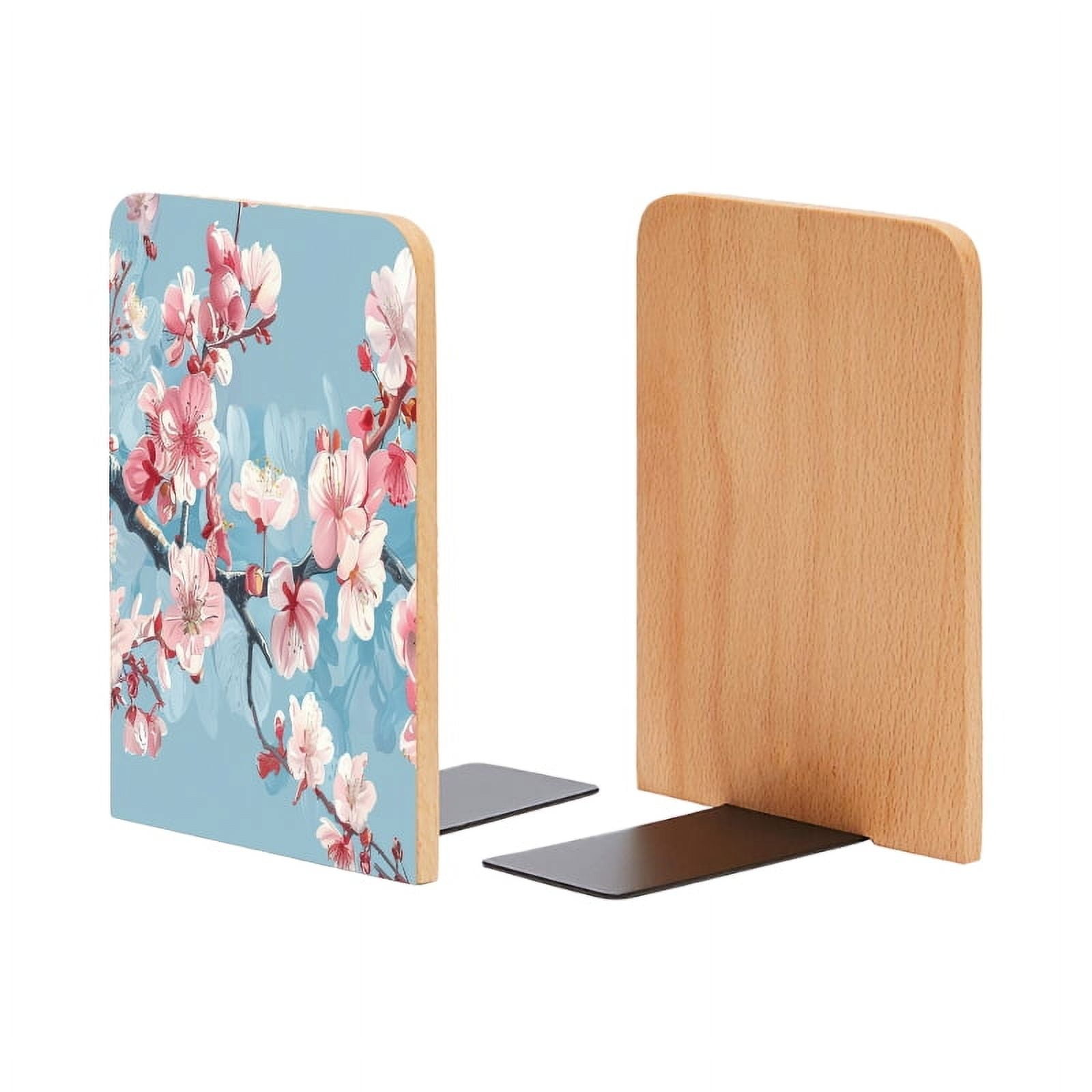 Bookends 1 Pair Non-Skid Bookend Wood Bookends for Shelves Book Stand ...