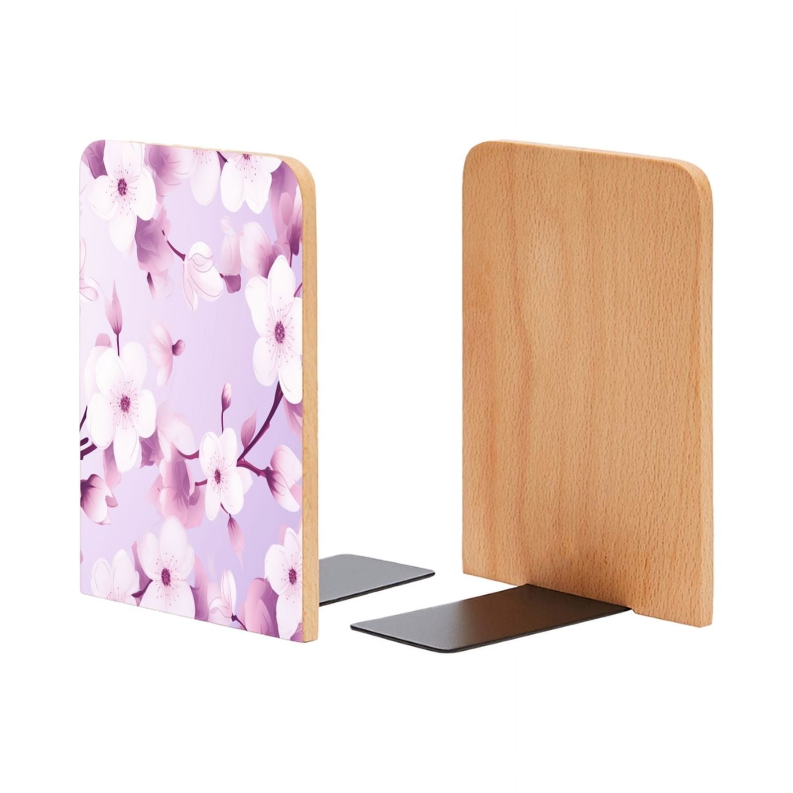 Bookends 1 Pair Non-Skid Bookend Wood Bookends for Shelves Book Stand ...