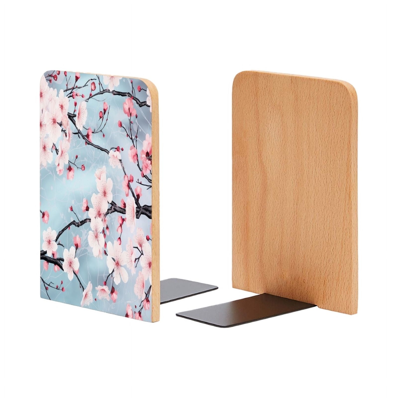 Bookends 1 Pair Non-Skid Bookend Wood Bookends for Shelves Book Stand ...