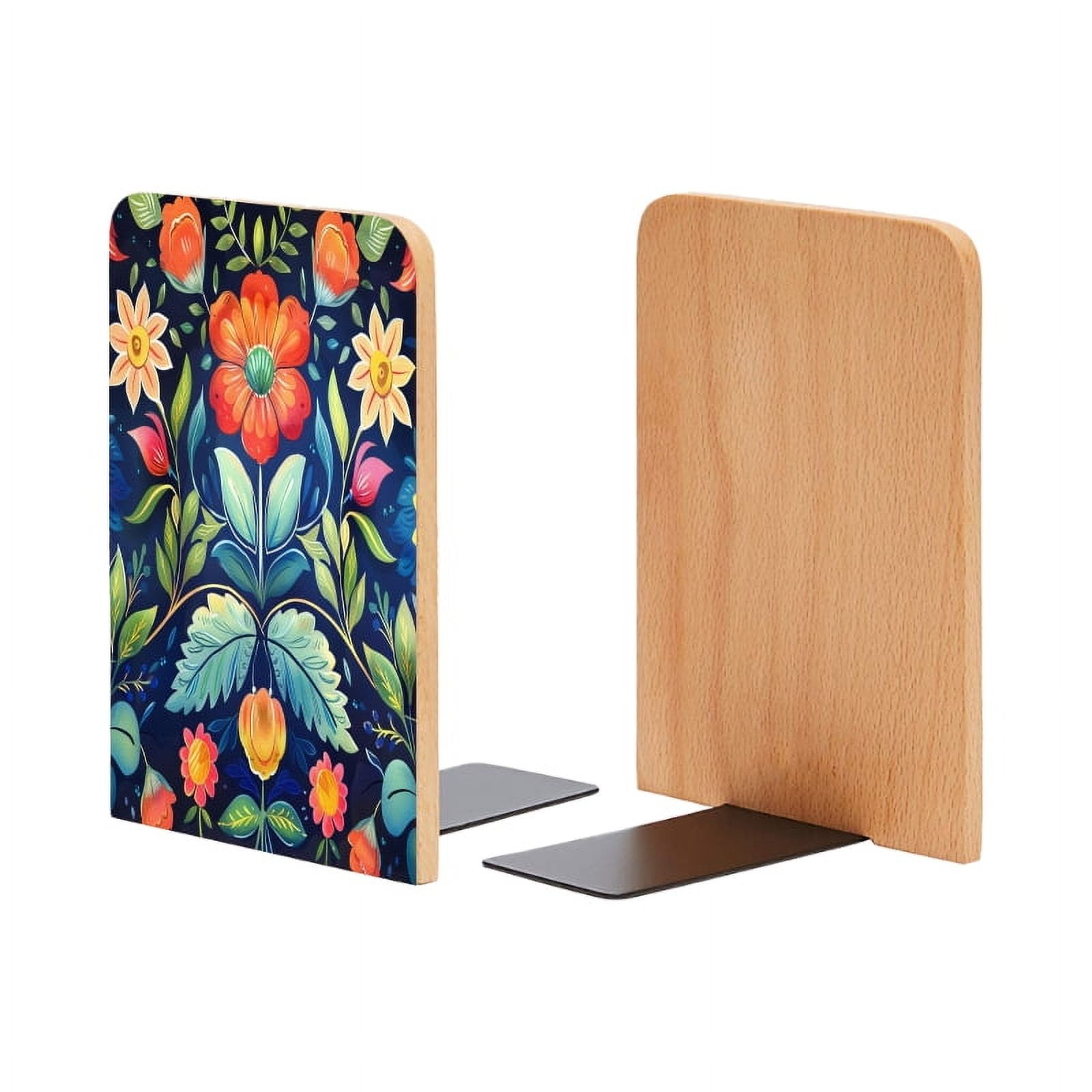 Bookends 1 Pair Non-Skid Bookend Wood Bookends for Shelves Book Stand ...