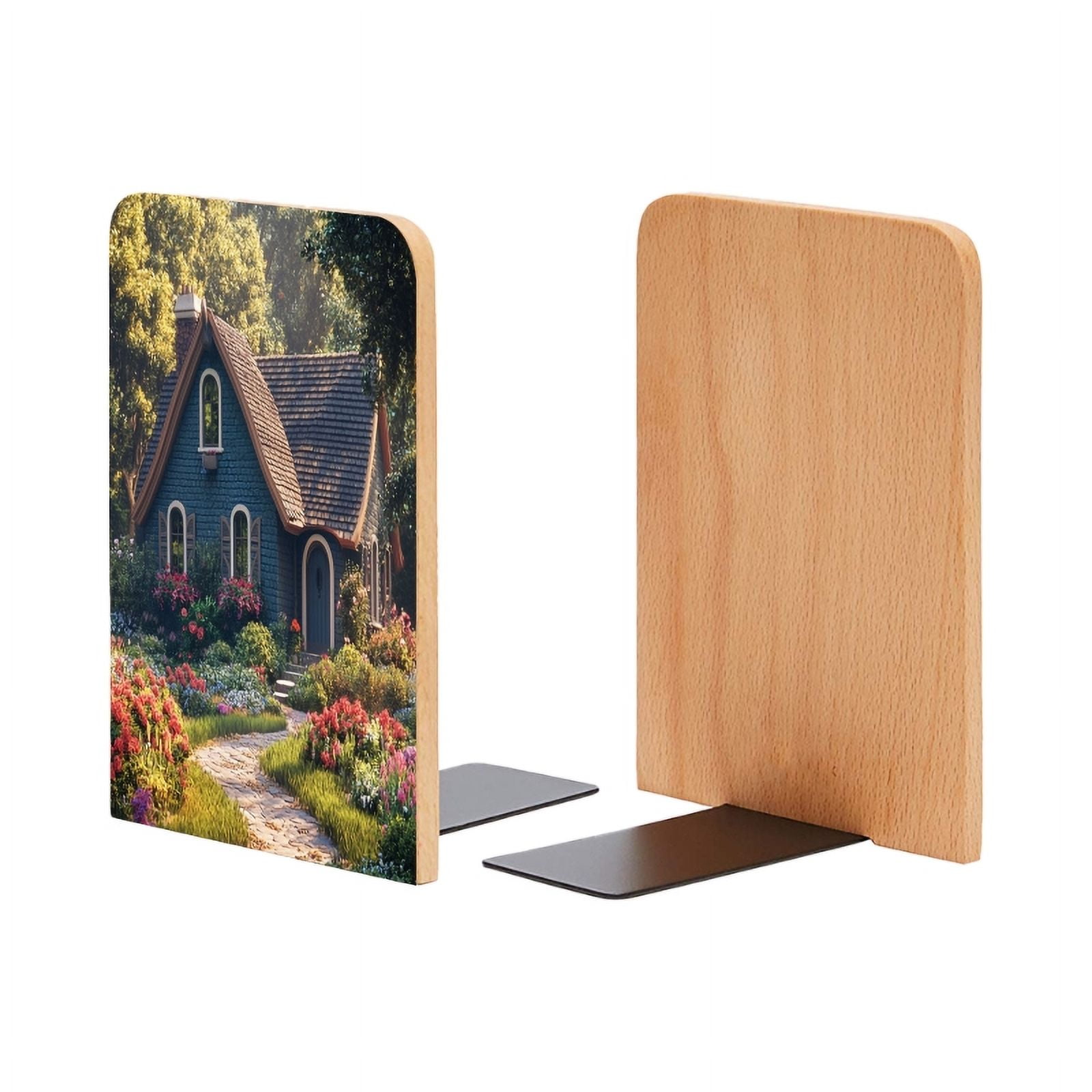 Bookends 1 Pair Non-Skid Bookend Wood Bookends for Shelves Book Stand ...