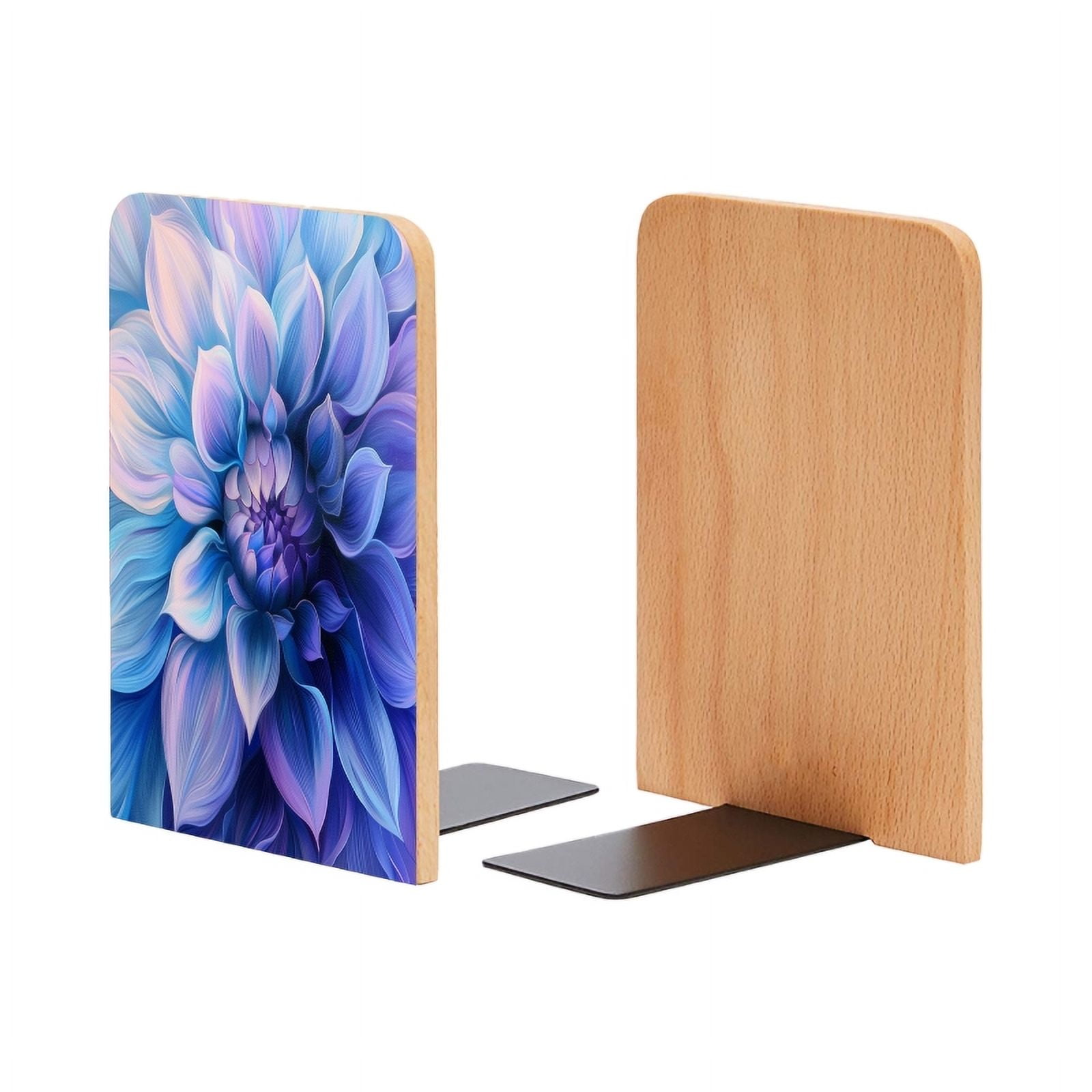 Bookends 1 Pair Non-Skid Bookend Wood Bookends for Shelves Book Stand ...